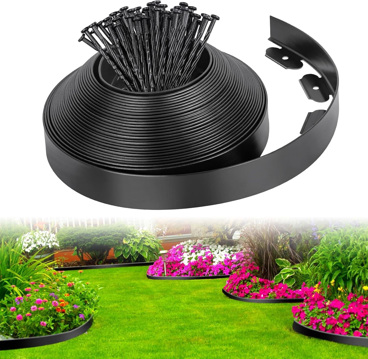 Garden edging lawn edging, plastic edging for landscape flower bed yard ...