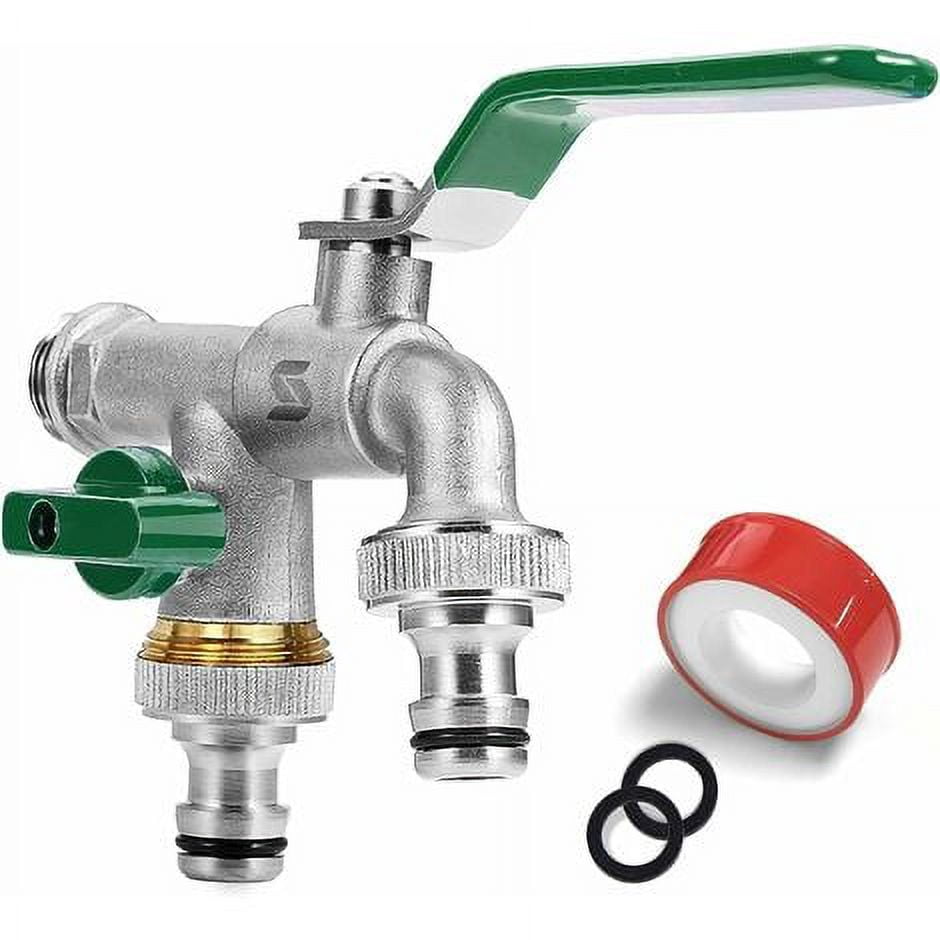 Garden faucet, 1/2" double outlet faucet, brass, rust and frost ...