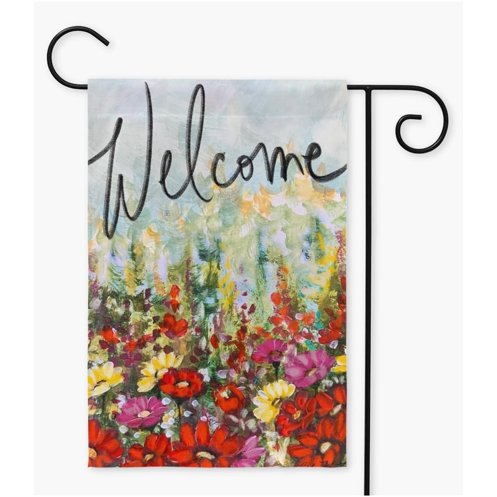 Garden flag Wildflowers, Red flowers Garden Flag, Garden By ,Red ...