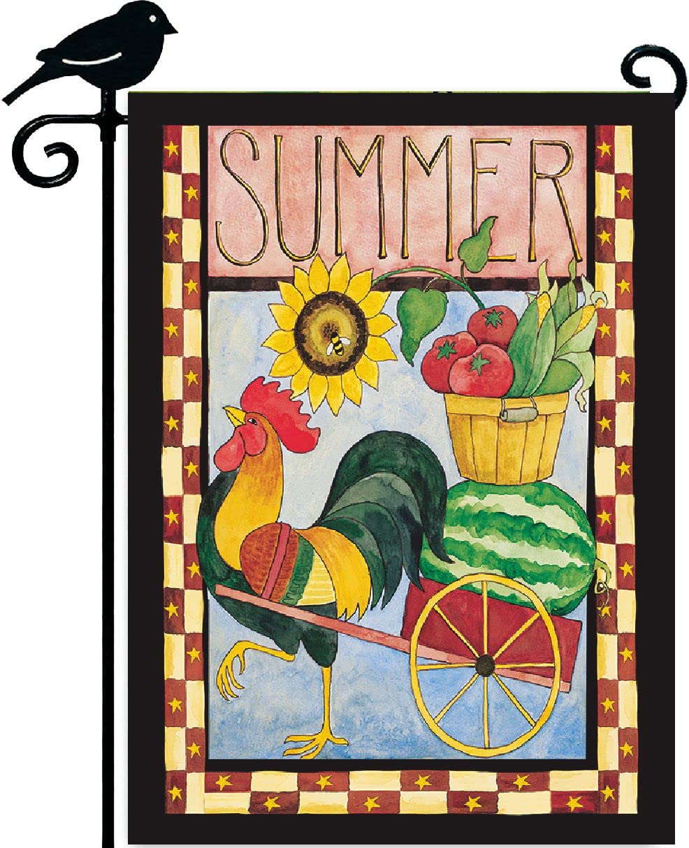 Garden flages Summer Rooster Cart Watermelon Sunflower Tomato Corn Bee ...