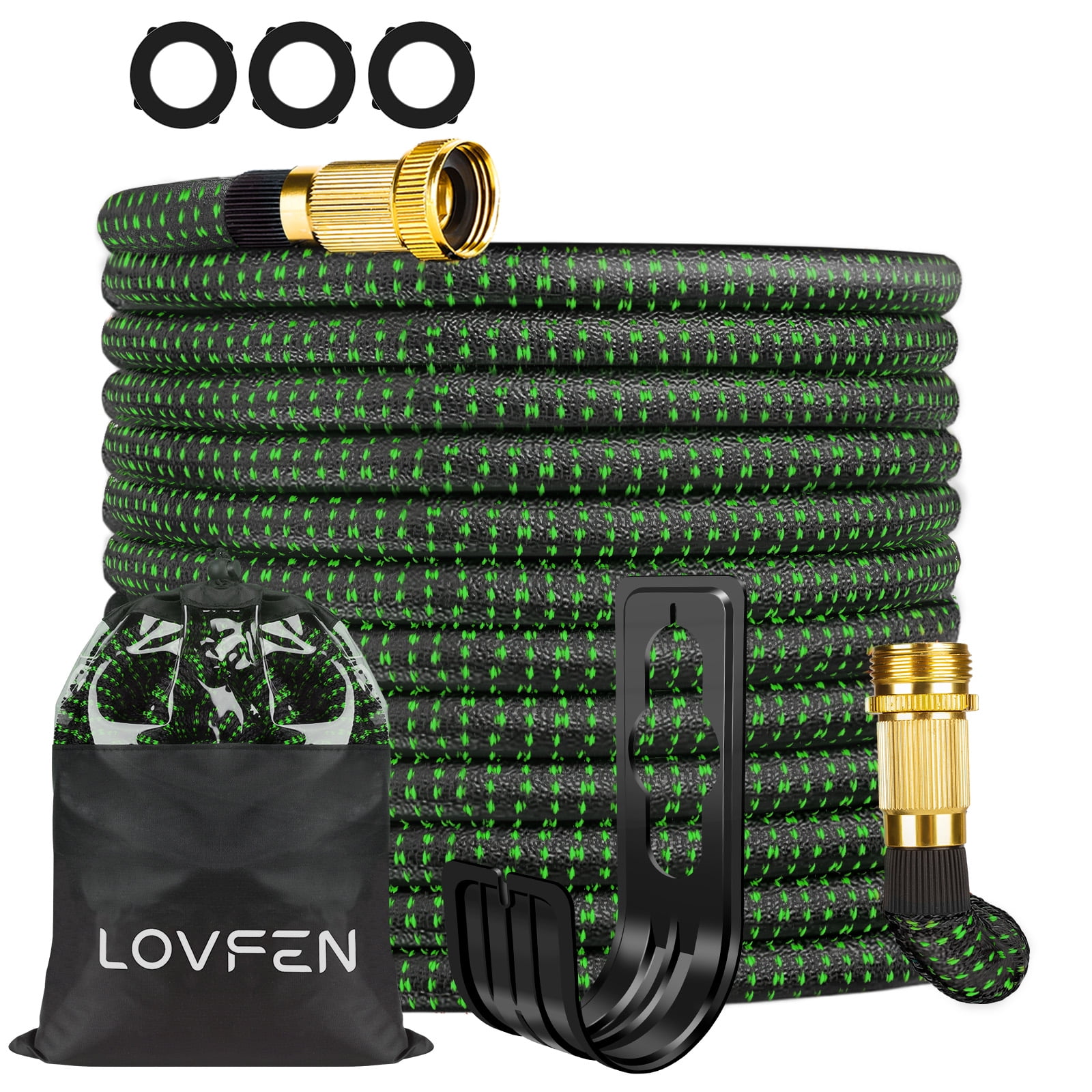 Garden hose 100 FT, with expandable garden hose, retractable lightweight kink-free leak wear ...
