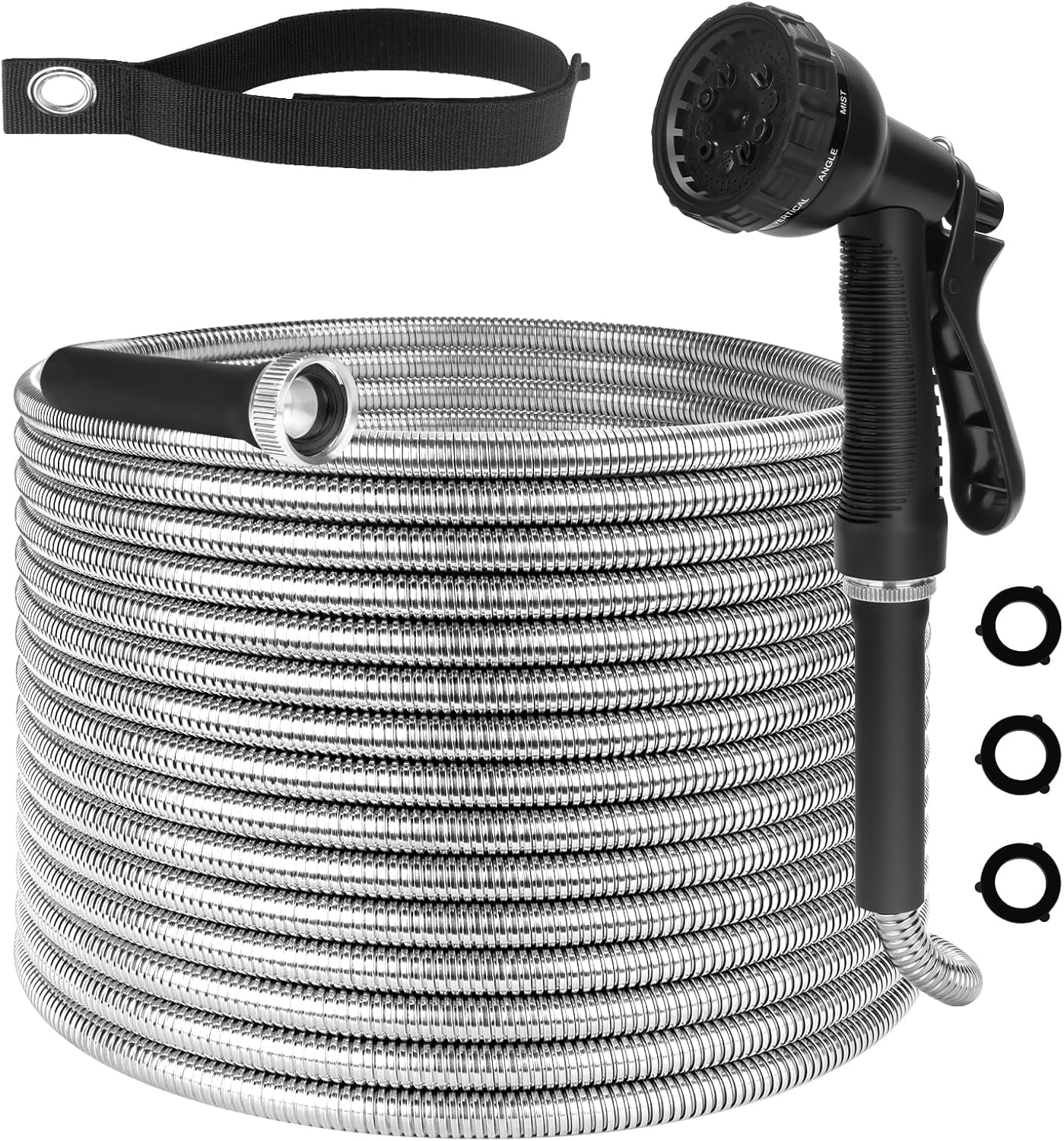 Garden hose 50 feet, 304 stainless steel metal hose with 10 function ...