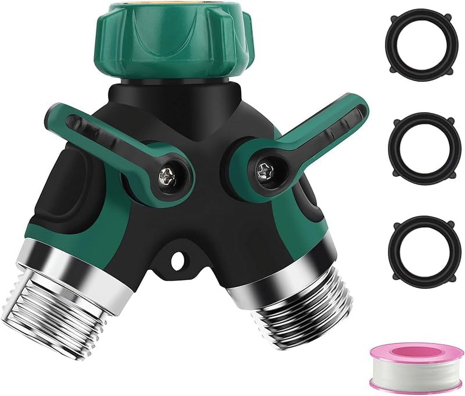 Garden hose Splitter 2 way, 3/4 "Y water hose splitter with comfort rubber long handle, faucet ...