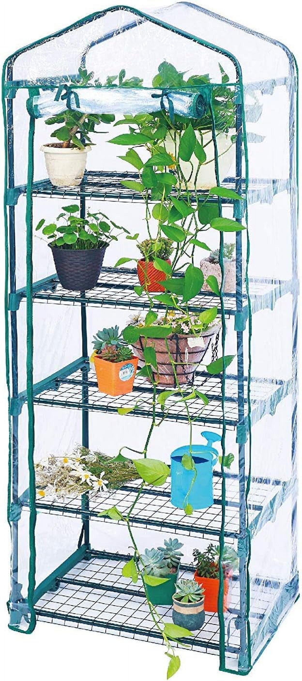 Garden mini greenhouse, sturdy portable gardening rack with PVC cover ...