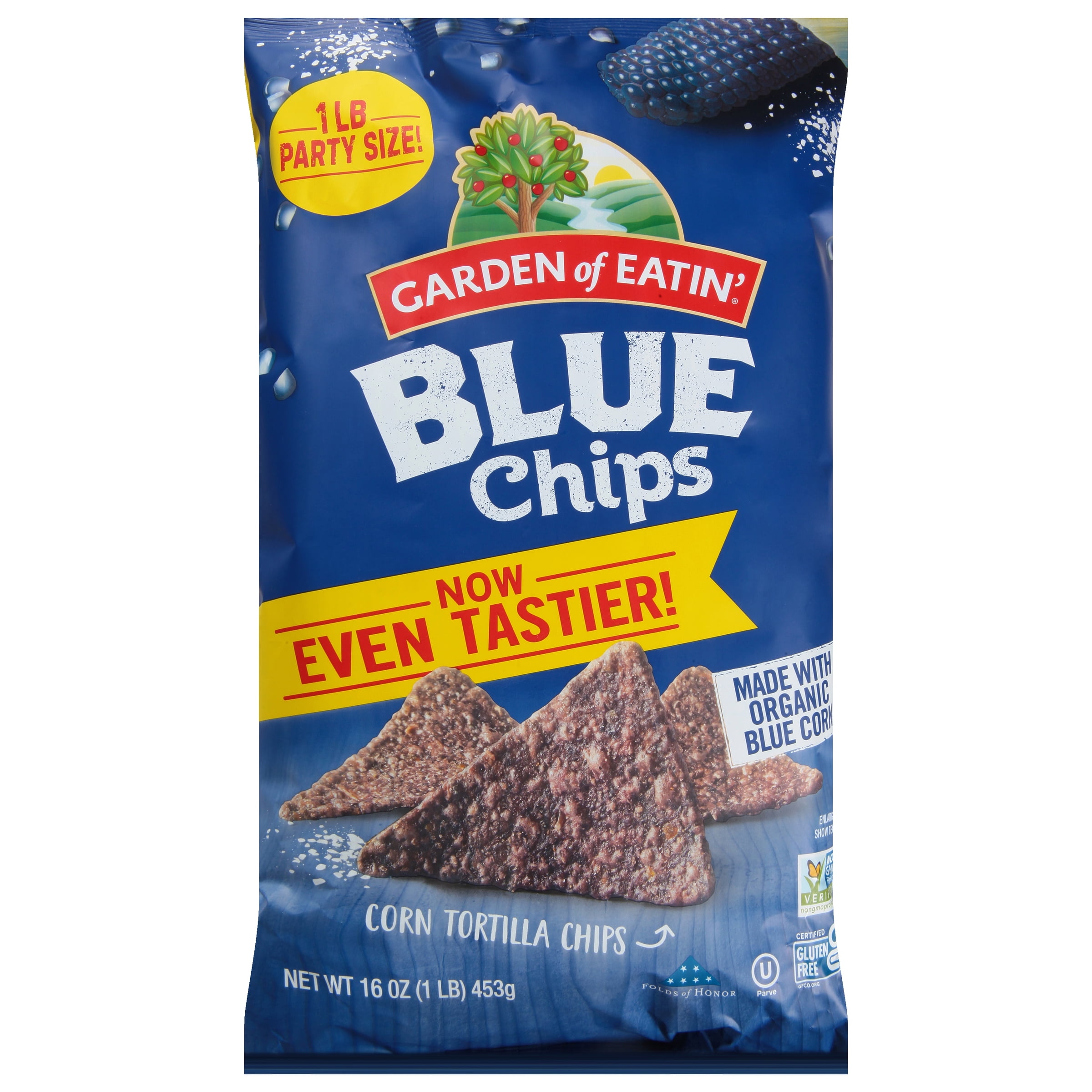 Garden of Eatin' Gluten-Free Sea Salt Blue Corn Tortilla Chips, Party ...