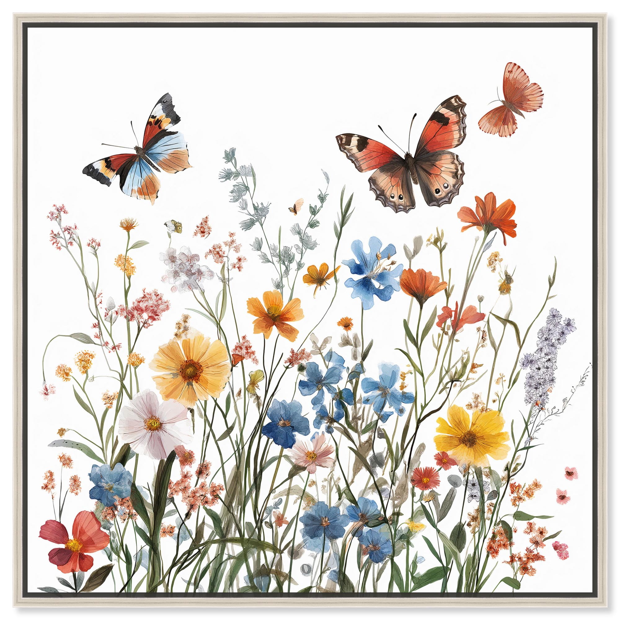 Garden of Fluttering Canvas Floral Wall Decor by Art Remedy, Silver ...