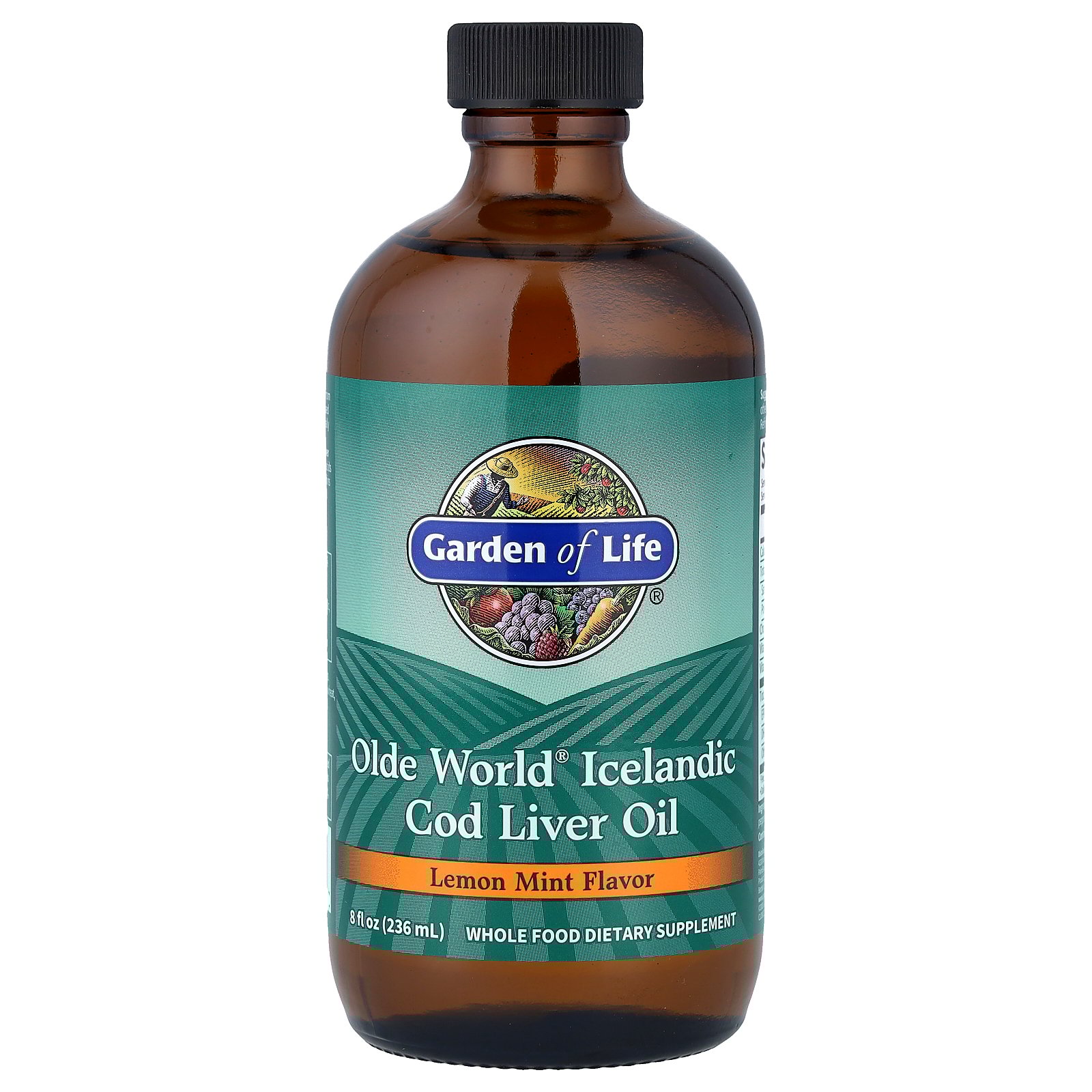 Garden of Life Cod Liver Oil Liquid, Lemon-Mint Flavor, 8 oz, Rich in ...