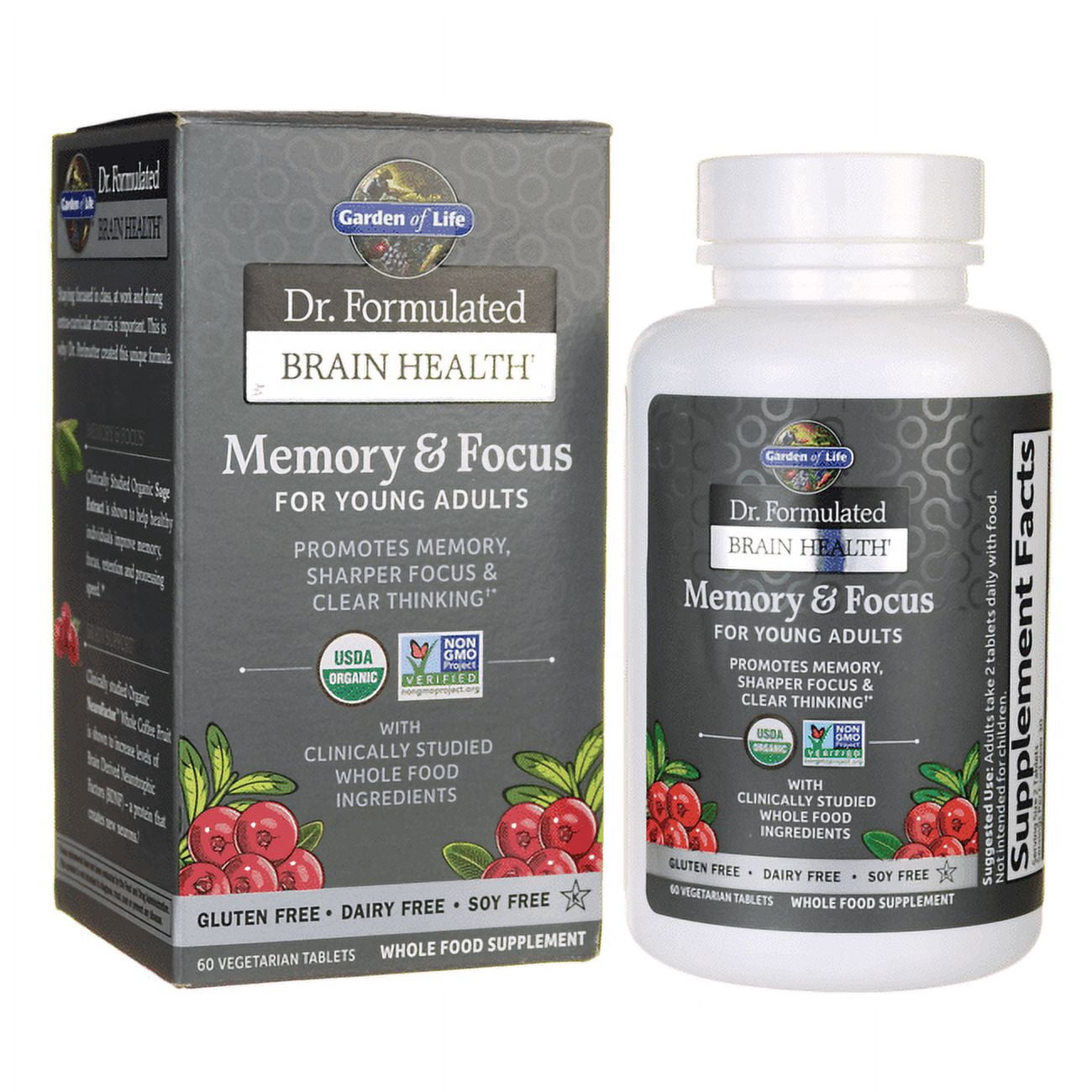 Garden of Life Dr. Formulated Memory & Focus for Young Adults 60 Veg ...