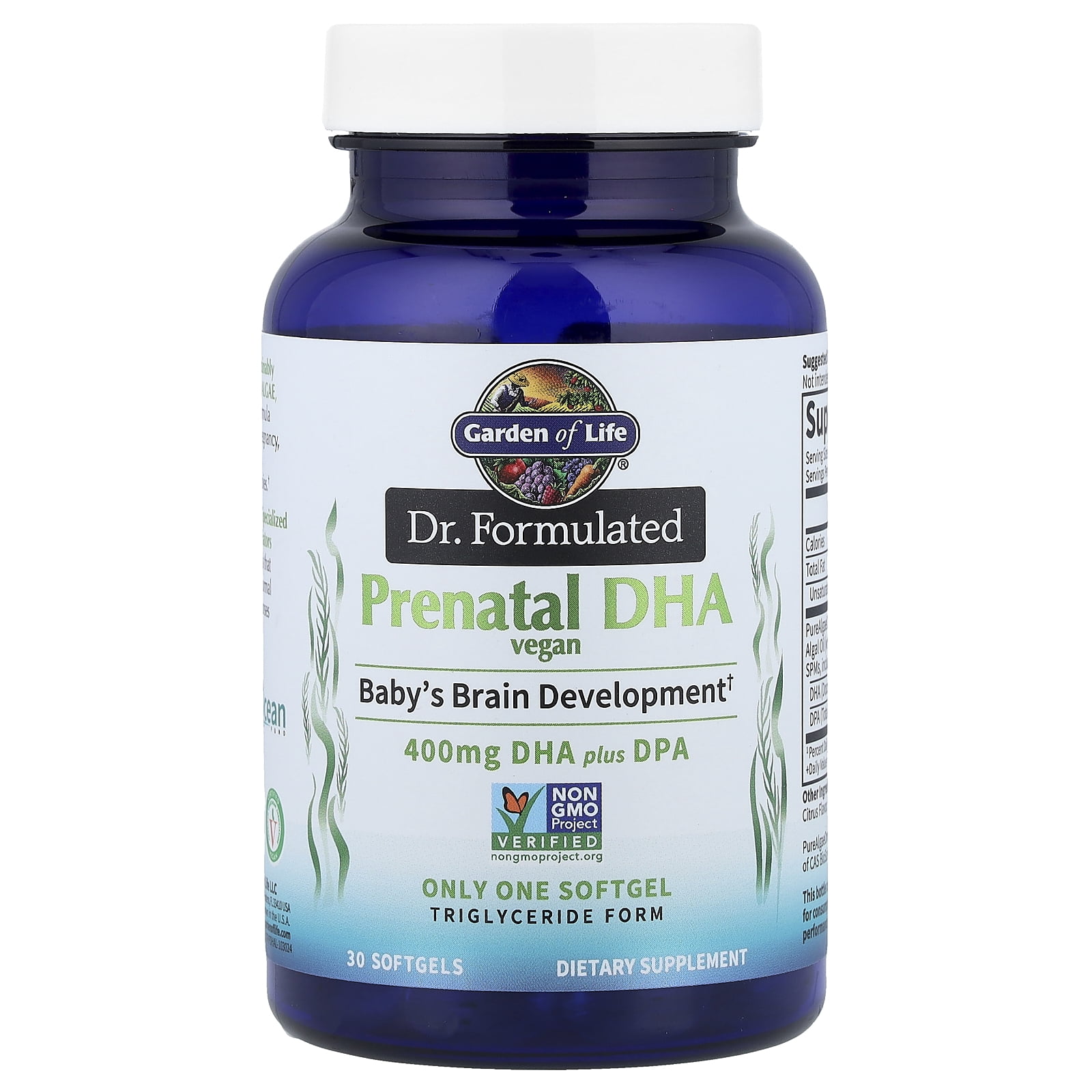 Garden of Life Dr. Formulated, Vegan Prenatal DHA, 400 mg, 30 Softgels ...