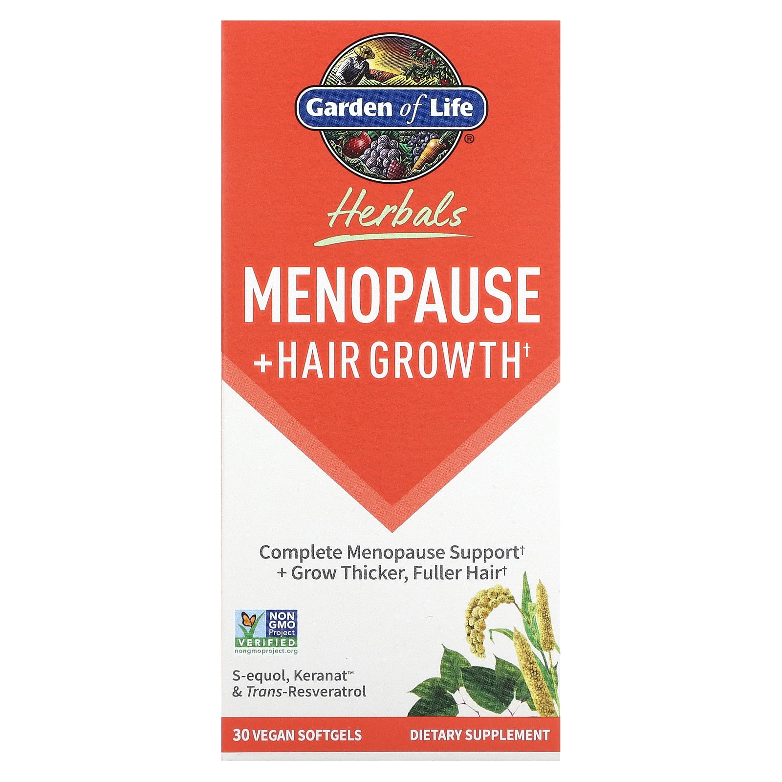 Garden of Life Herbals Menopause + Hair Growth 30 Vegan Softgels ...