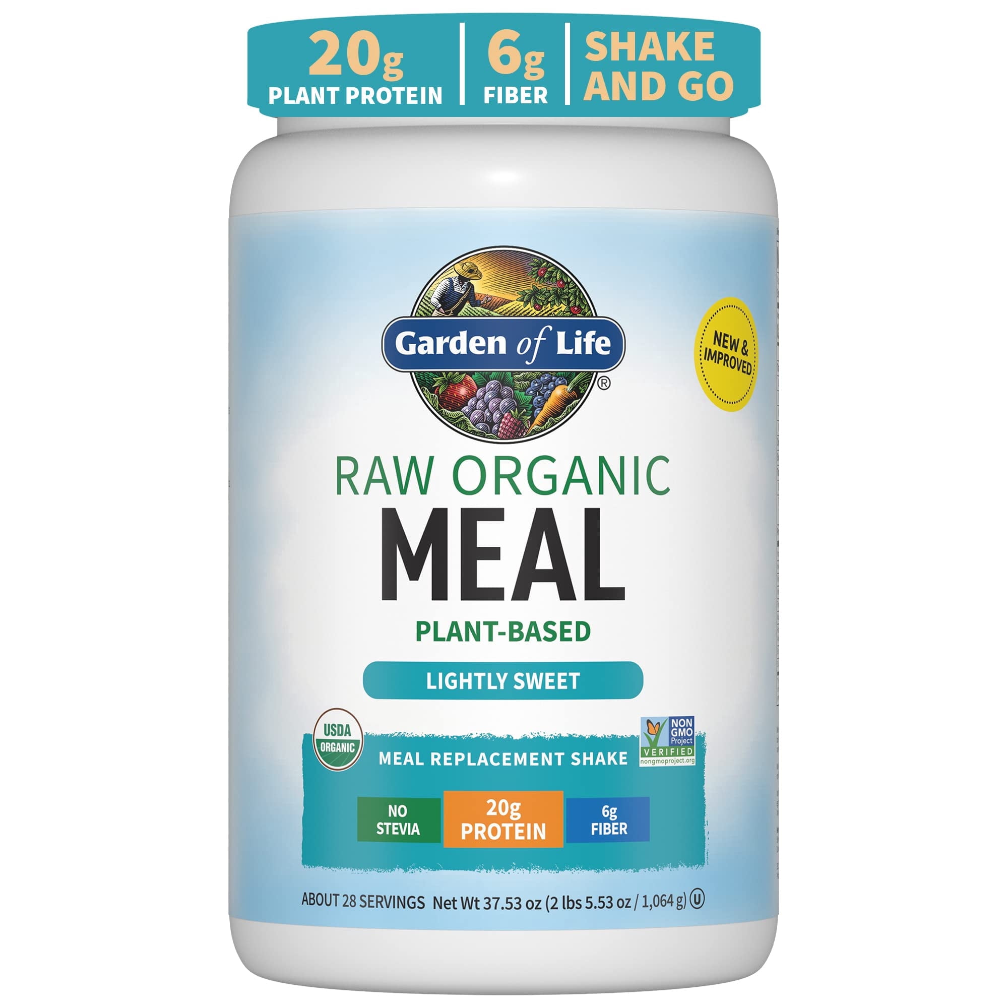 Garden of Life Raw Organic Meal Replacement, 20g Protein, 2.3lb ...