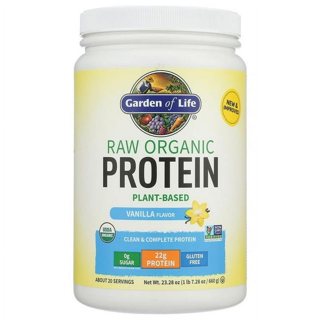 Garden of Life Raw Organic Protein Powder, Vanilla, 22g Protein, 1.4lb ...