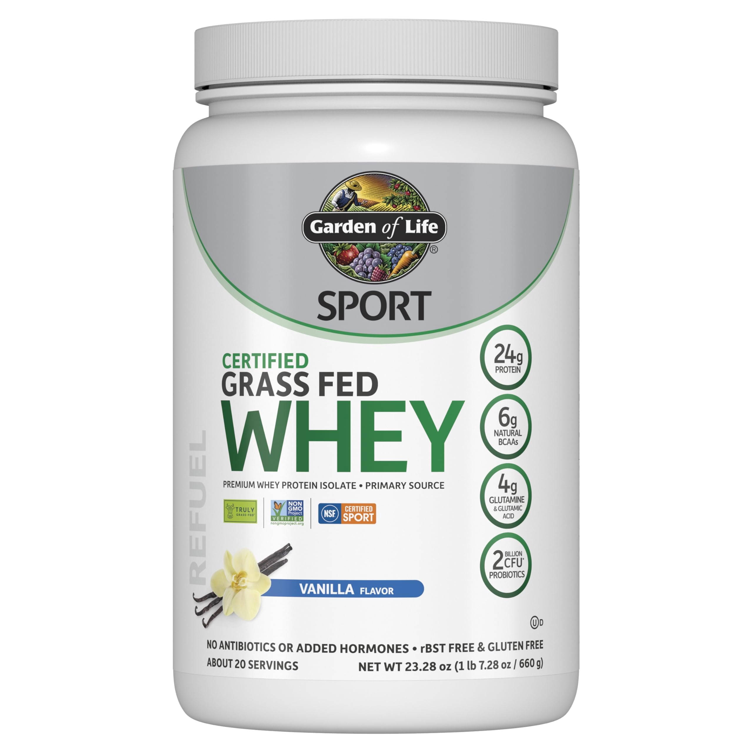 Garden of Life SPORT Grass Fed Whey, Vanilla, 20 Servings - Walmart.com