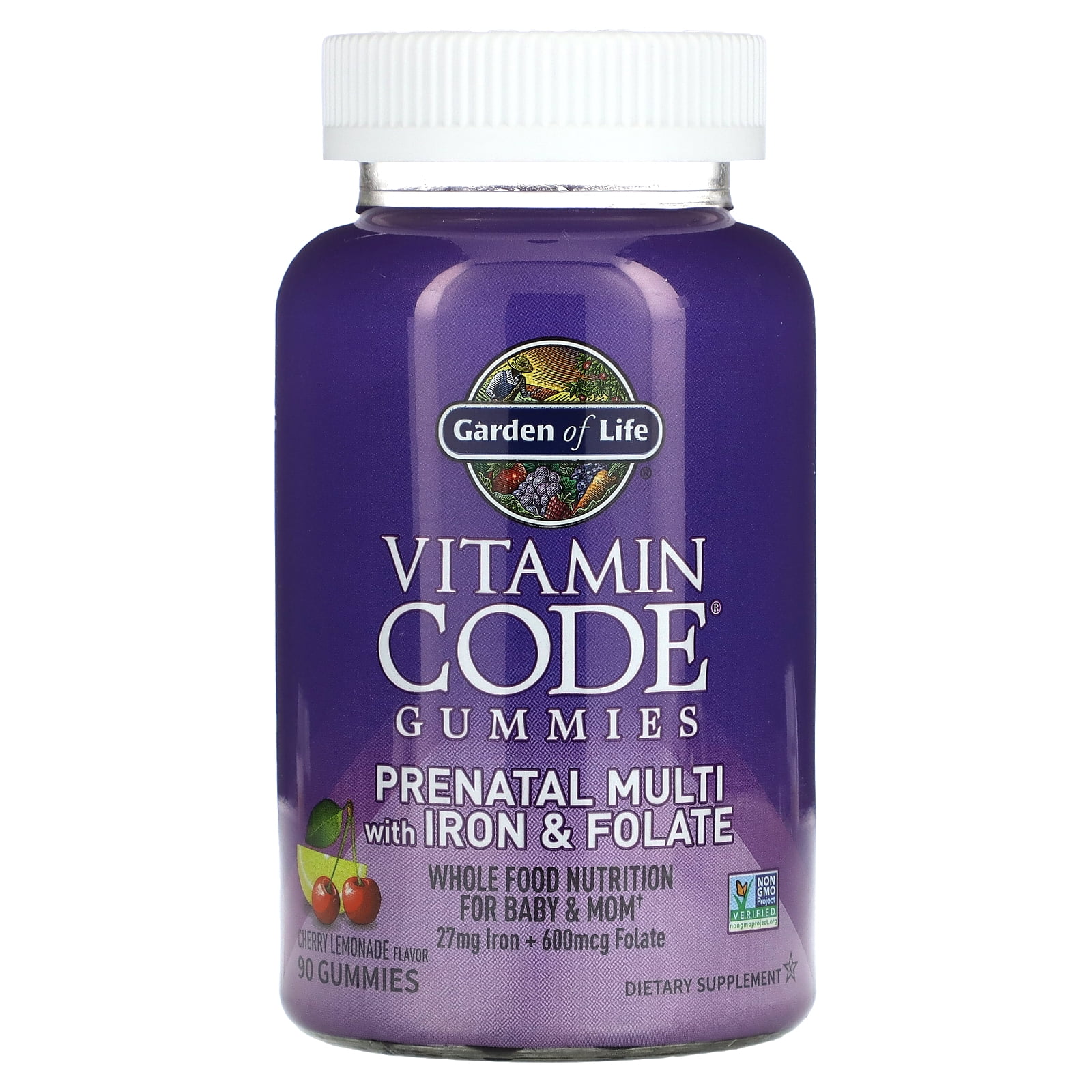 Garden of Life Prenatal Vitamin Gummies with Iron & Folate, Cherry ...