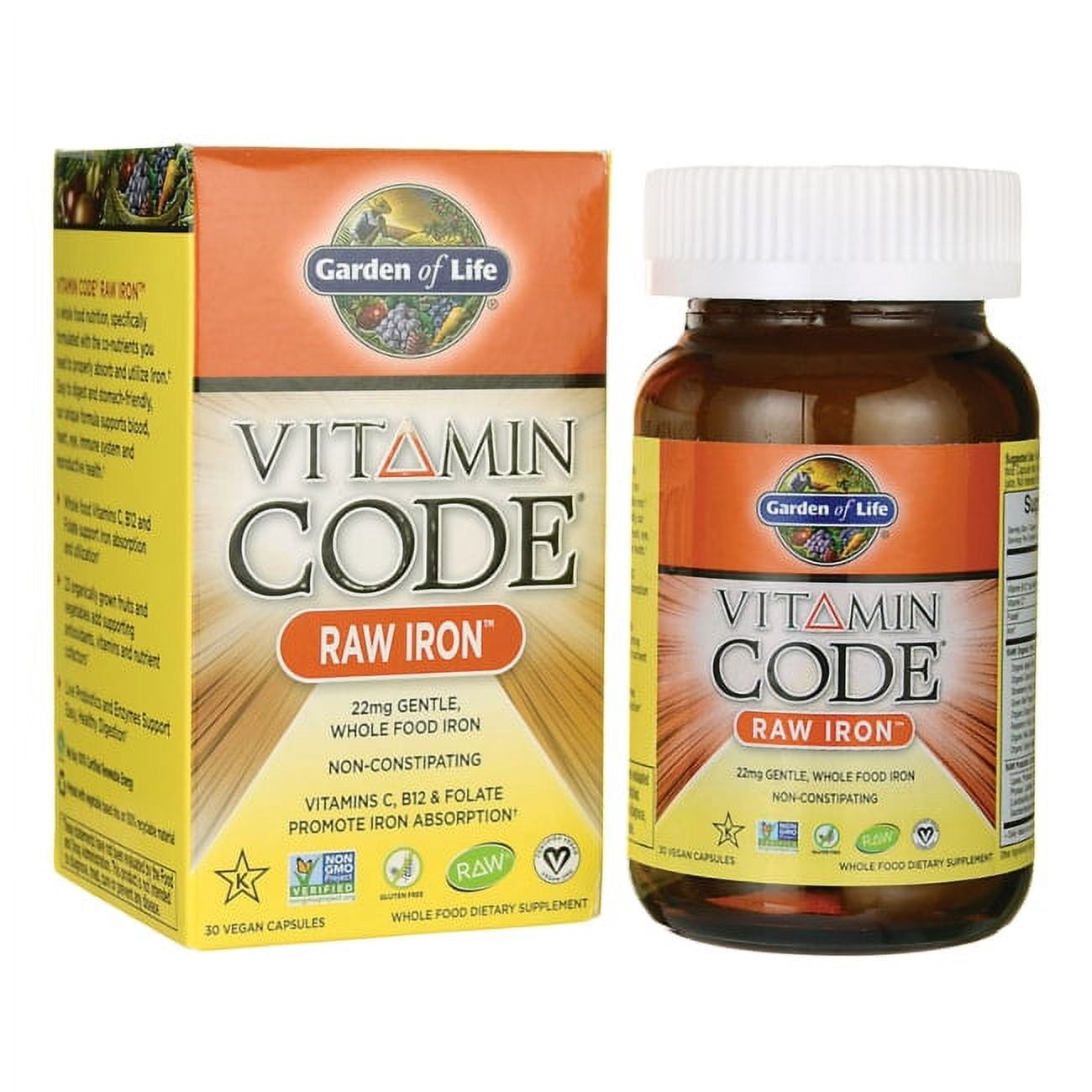 Garden of Life Vitamin Code Iron, 30 Capsules - Walmart.com