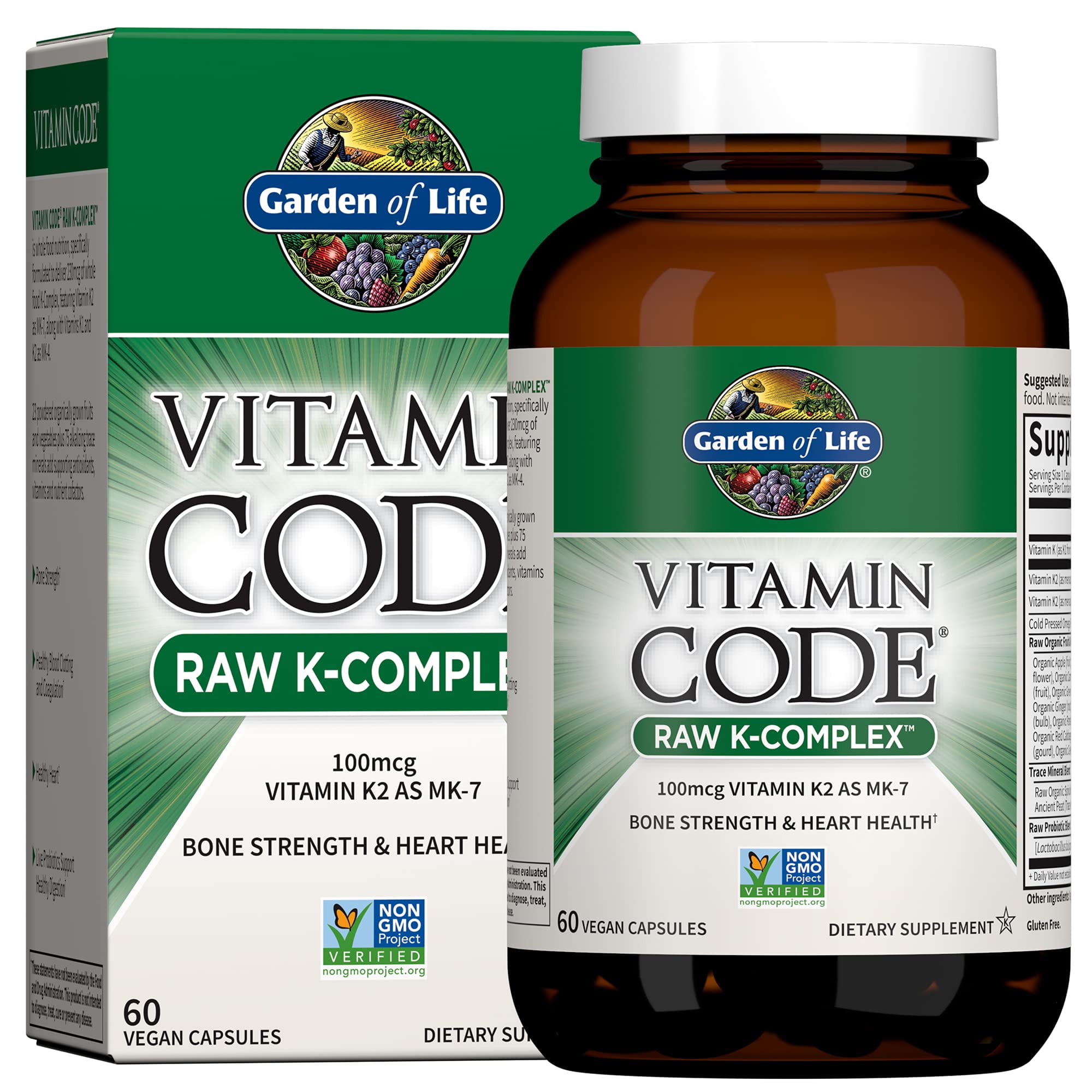 Garden of Life Vitamin Code RAW K-Complex, Probiotic Cultivated, 60 ...