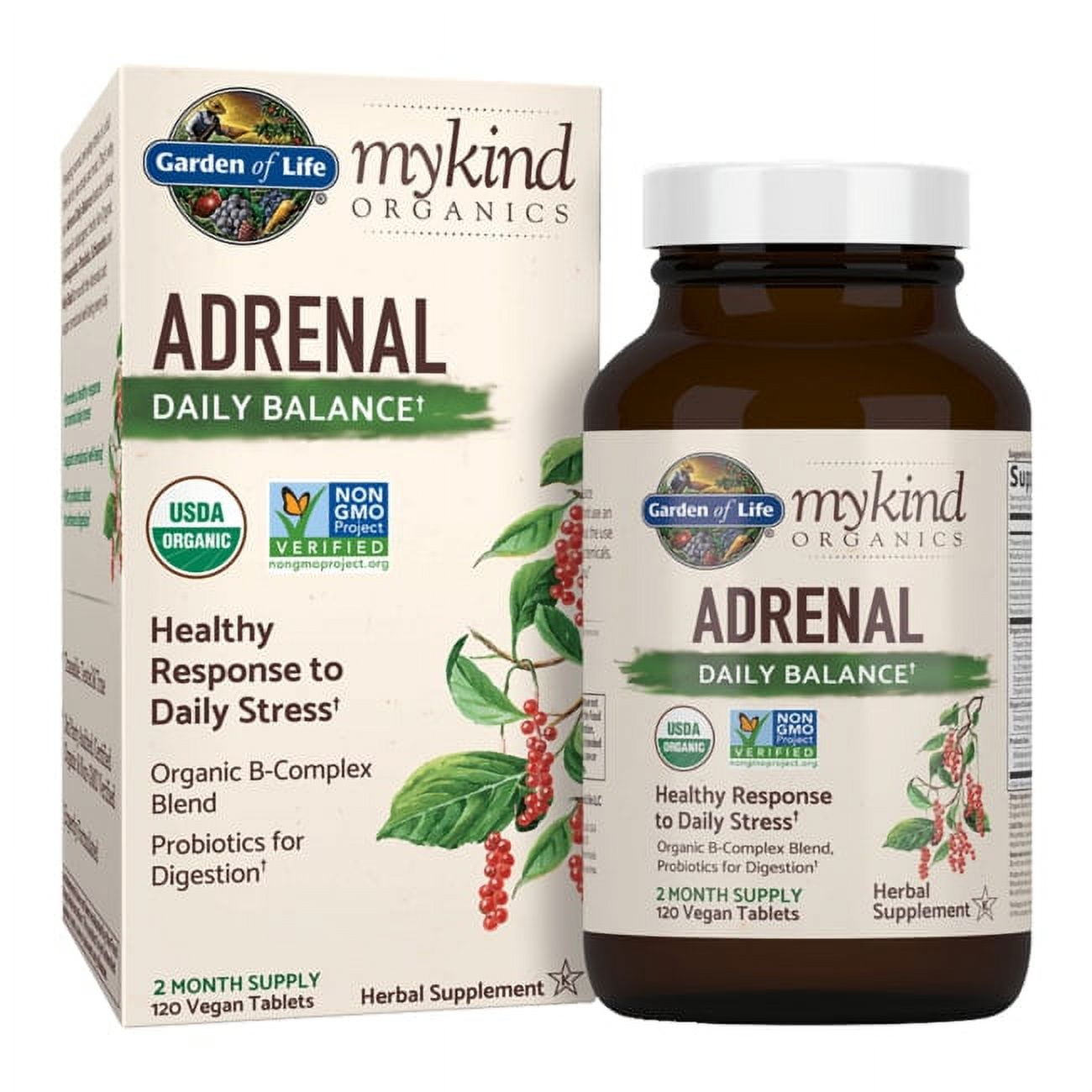 Garden of Life MyKind Organics Adrenal Balance, 120 Vegan Tablets ...