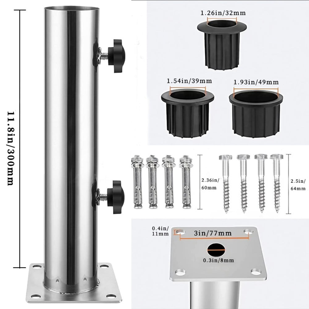Garden parasol stand base kit, stainless steel sleeve (white) - Walmart.com