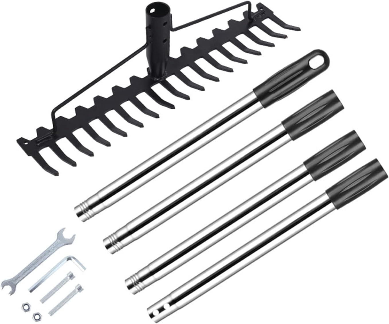 Garden-rake Heavy Duty, Metal-rake for Leaves Stainless Steel Bow Rakes ...