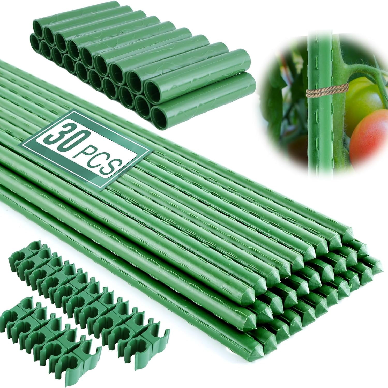 Garden stake 16 inch 70 pack, DIY tomato stake plastic coated metal ...