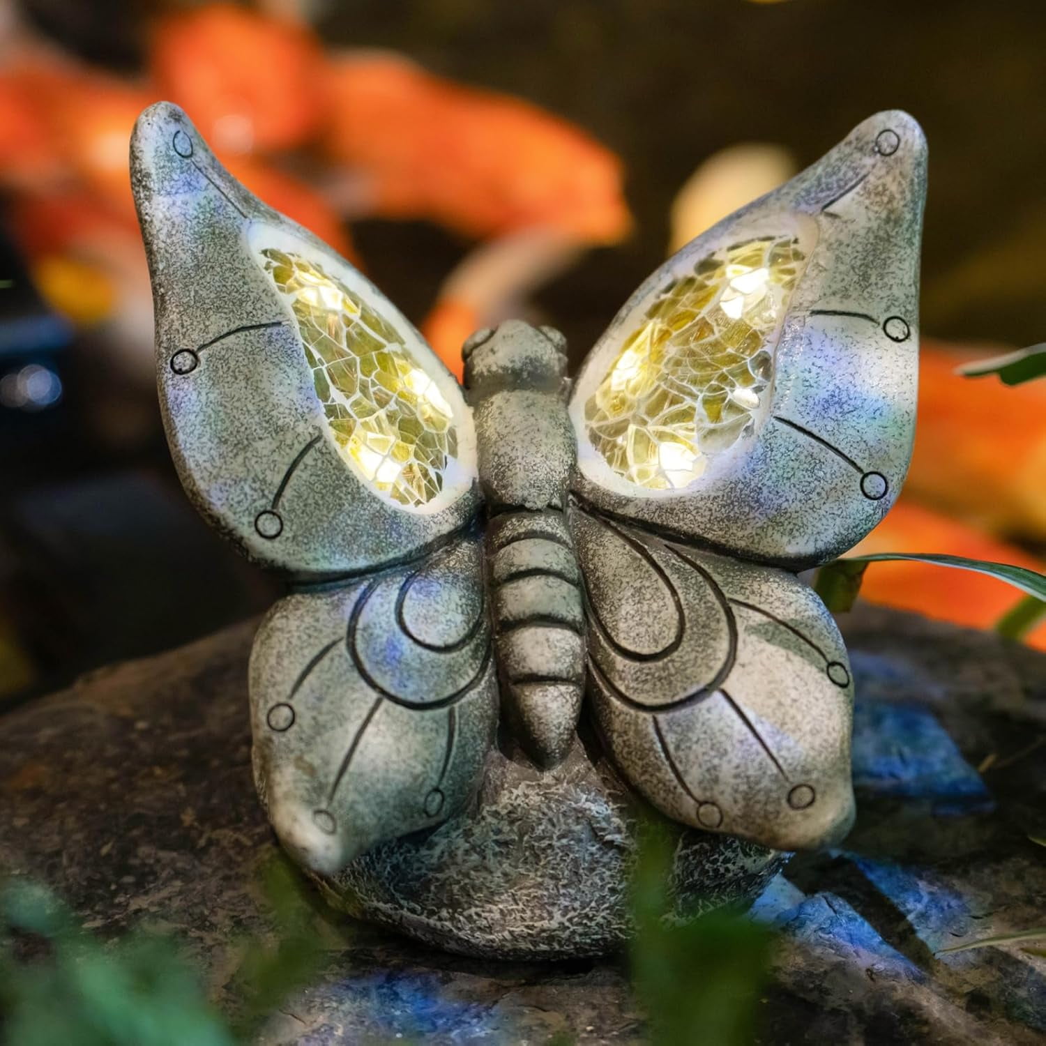 Garden statue, outdoor solar statue decoration, resin statue with solar ...