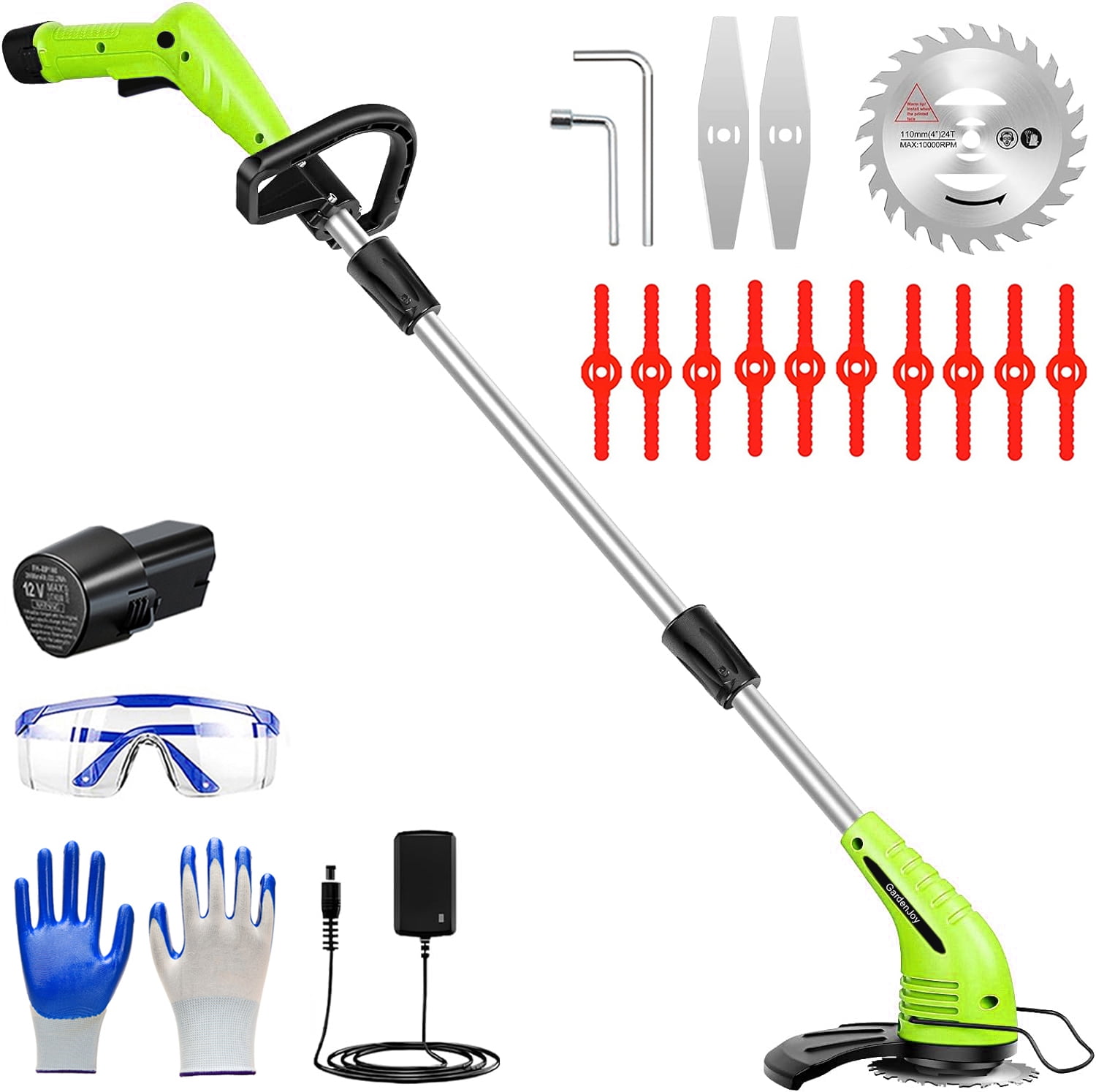 GardenJoy Weed Wacker Battery Operated: 12V Cordless Grass Trimmer with ...
