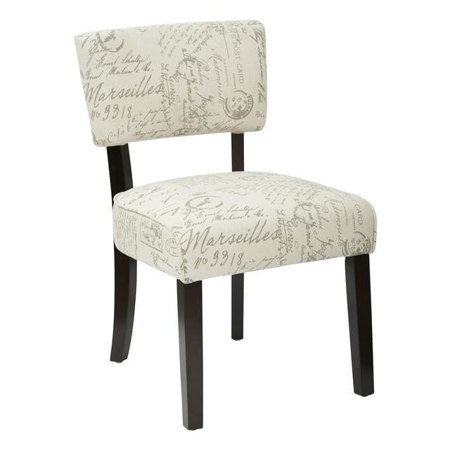 Gardena Dining Chair in Script Fabric with Espresso Legs, Fully KD ...
