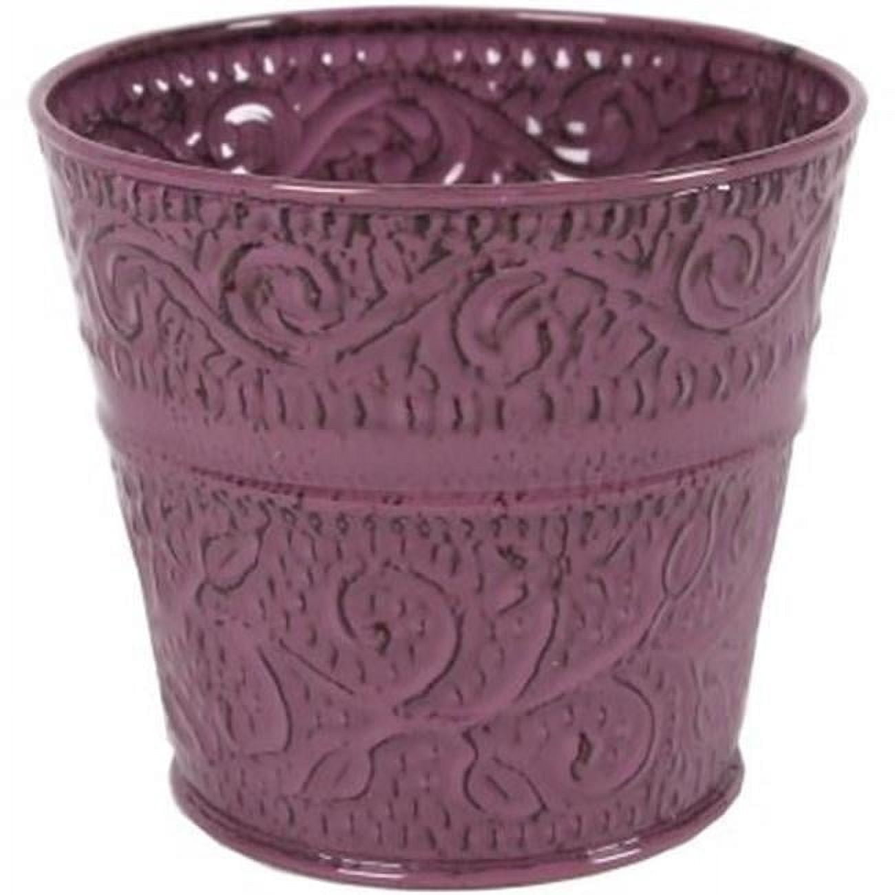 Gardencare 6.25" x 6.25" x 5" Round Plum Metal Ensley Planter with ...