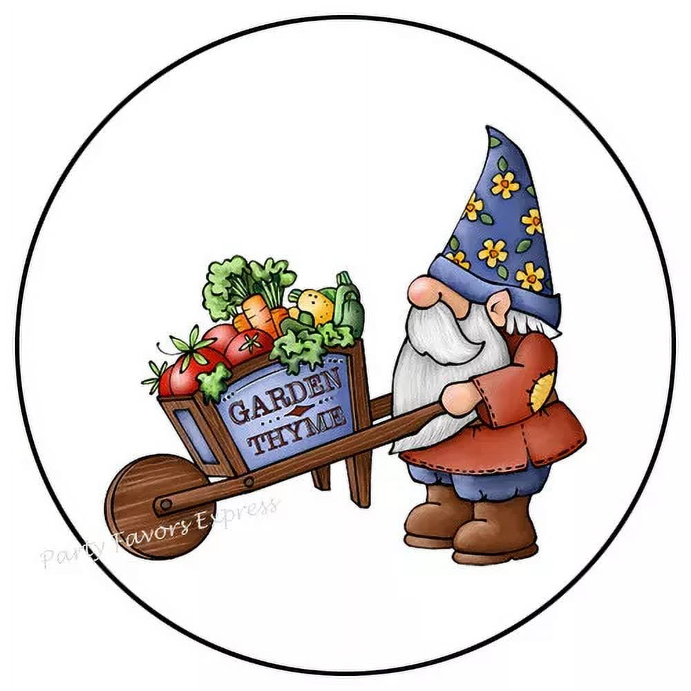 Gardener Gnome With Wheelbarrow Sticker Party Favors Sticker Envelope ...
