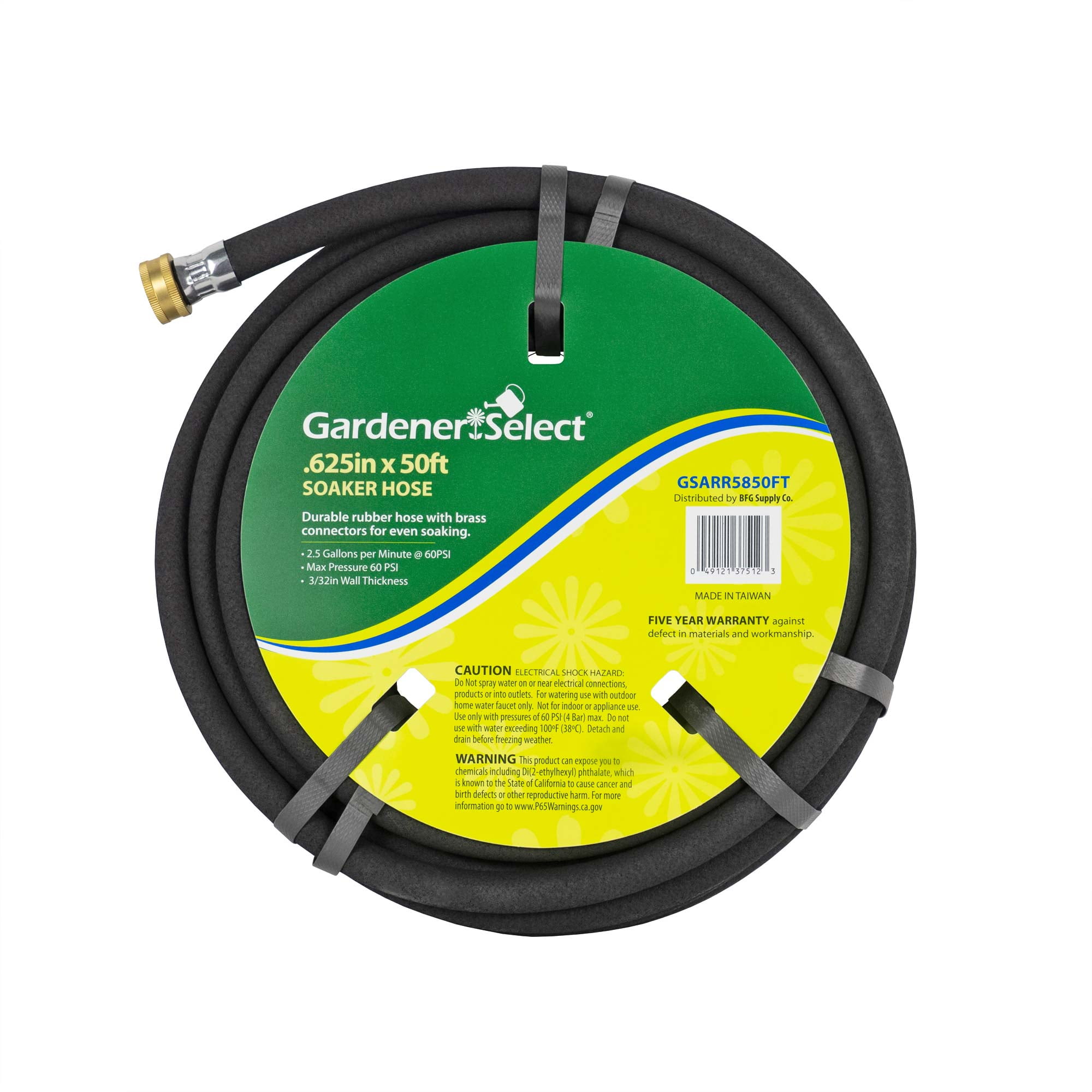 Gardener Select Durable Soaker Outdoor Rubber Hose W/Brass Connectors ...