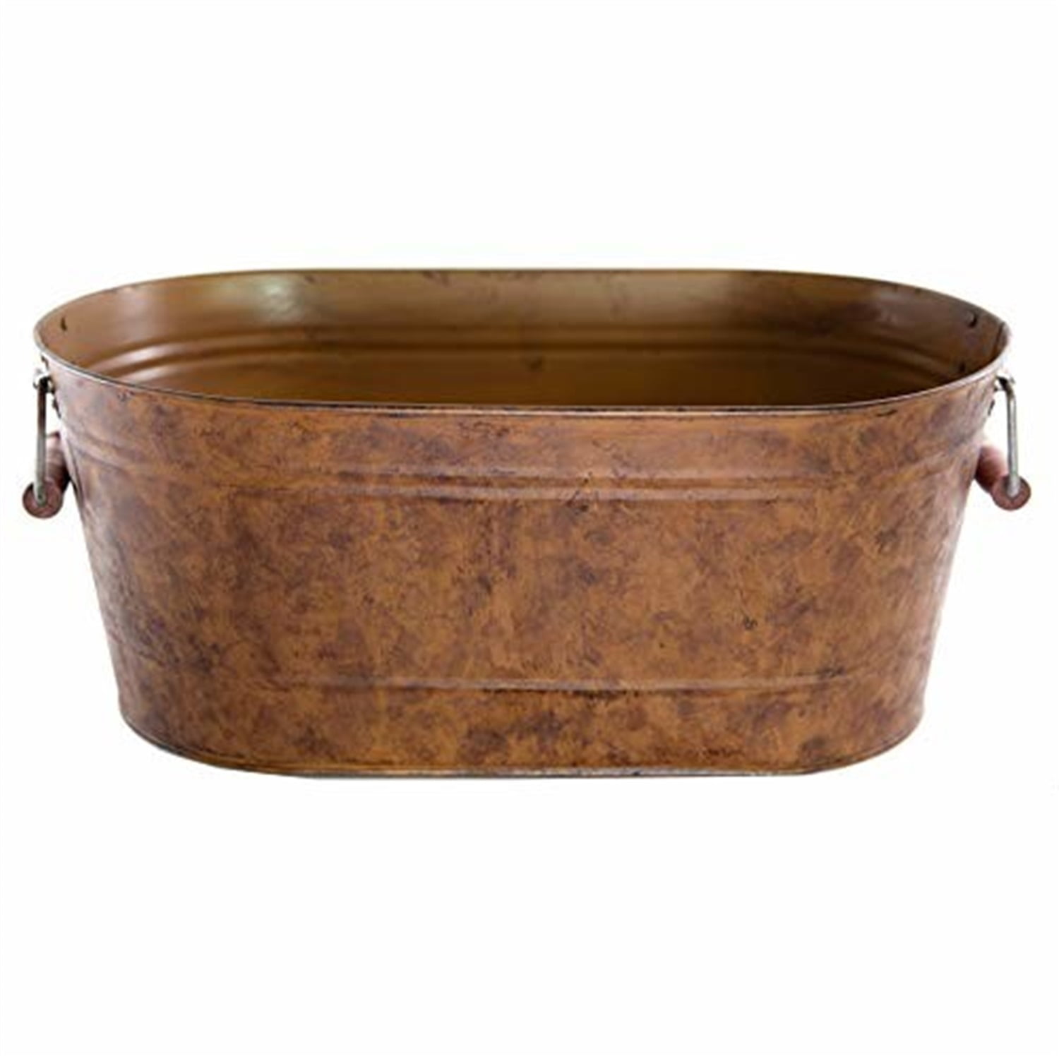 Gardener Select Rustic Metal Oval Planter, Handles, Indoor Outdoor ...