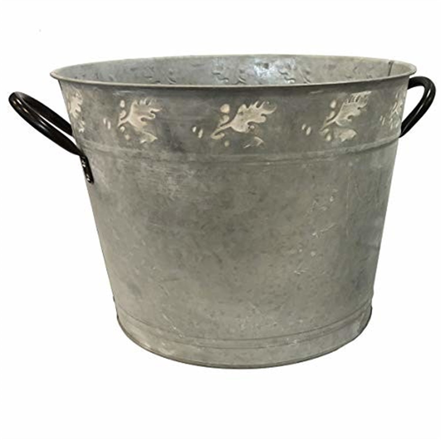 Gardener's Select Metal Bucket Metal Planter, Leaf White Washed, 12 ...