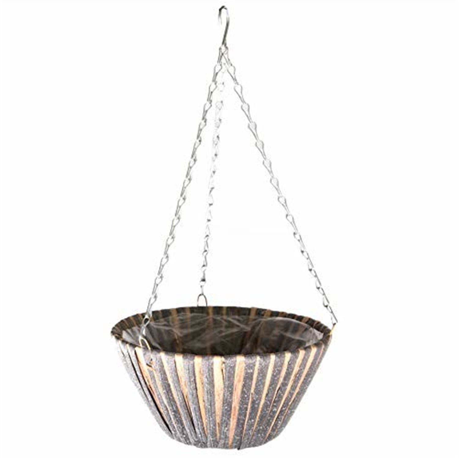 Gardener's Select Woven Straw & Plastic Hanging Basket, Gray and Tan ...