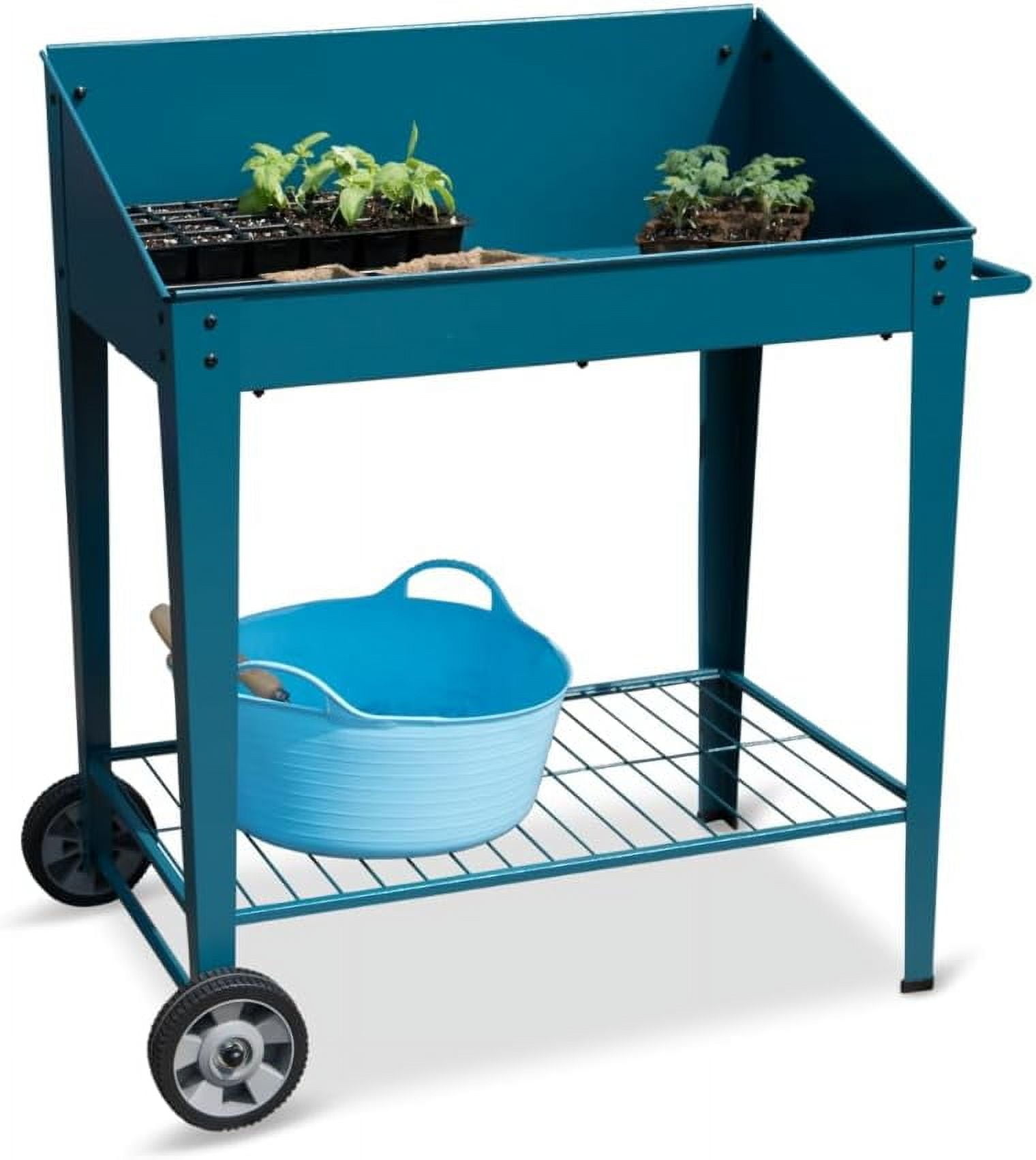 Gardener's Supply Company Demeter Metal Potting Bench with Wheels ...