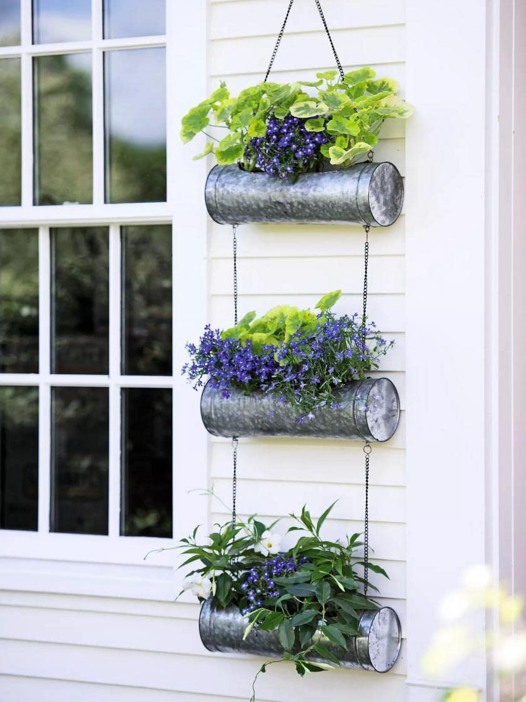 Gardener's Supply Company Galvanized Triple Hanging Planter | 3 Tier ...