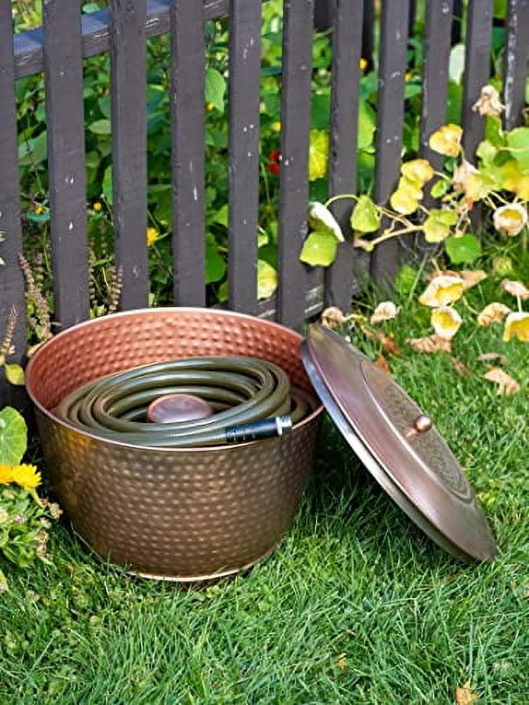 Gardener's Supply Company Hammered Copper Hose Pot with Lid | Elegant ...