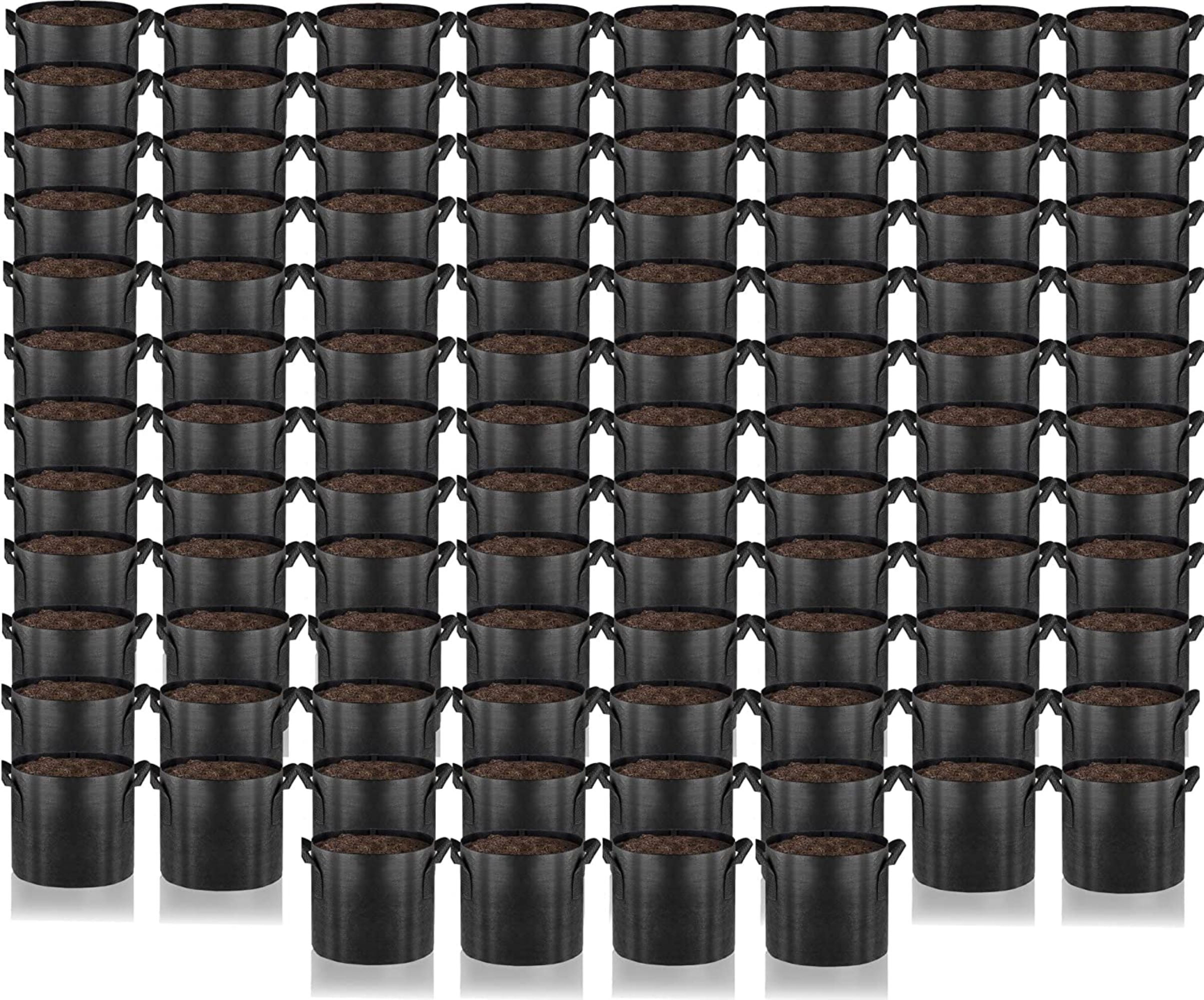 Gardenera Bulk Grow Bags - Pack of 100 5 Gallon Fabric Planters with ...