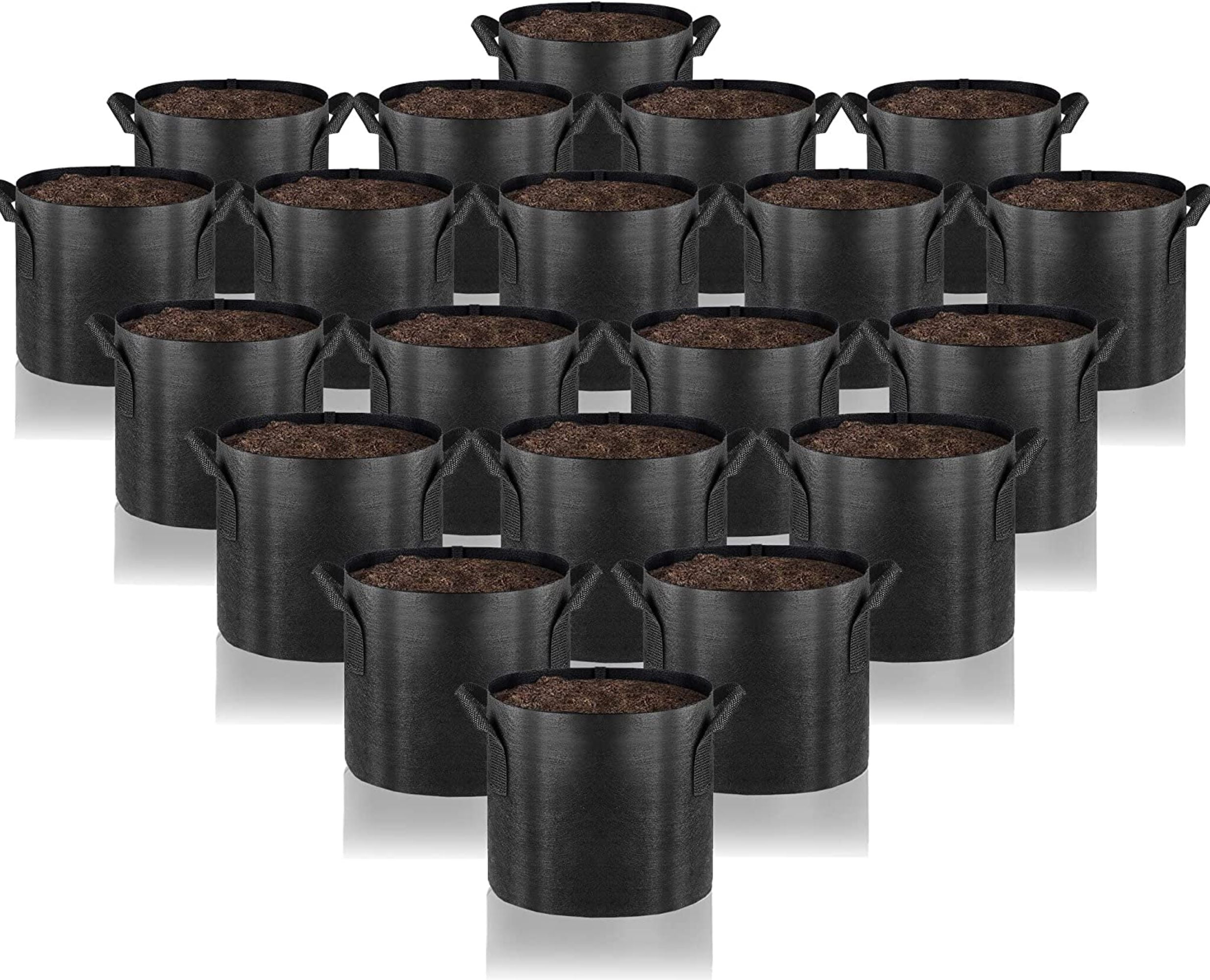 Gardenera Reusable Grow Bags - 20-Pack 15 Gallon Fabric Planters with ...