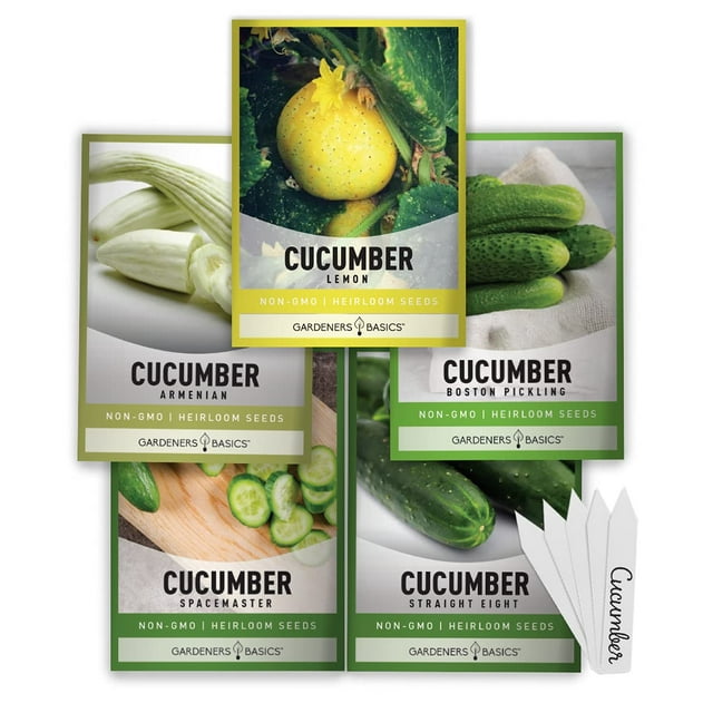 Gardeners Basics, Cucumber Seeds for Planting SMROutdoors 5 Variety Pack Armenian, Boston ...