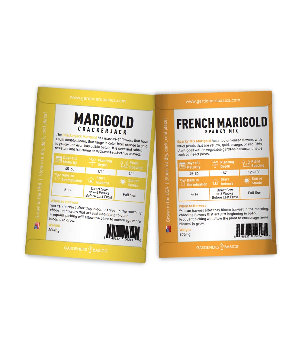 Gardeners Basics, Marigold FEV6 Seeds for Planting Outdoors (4 Pack ...