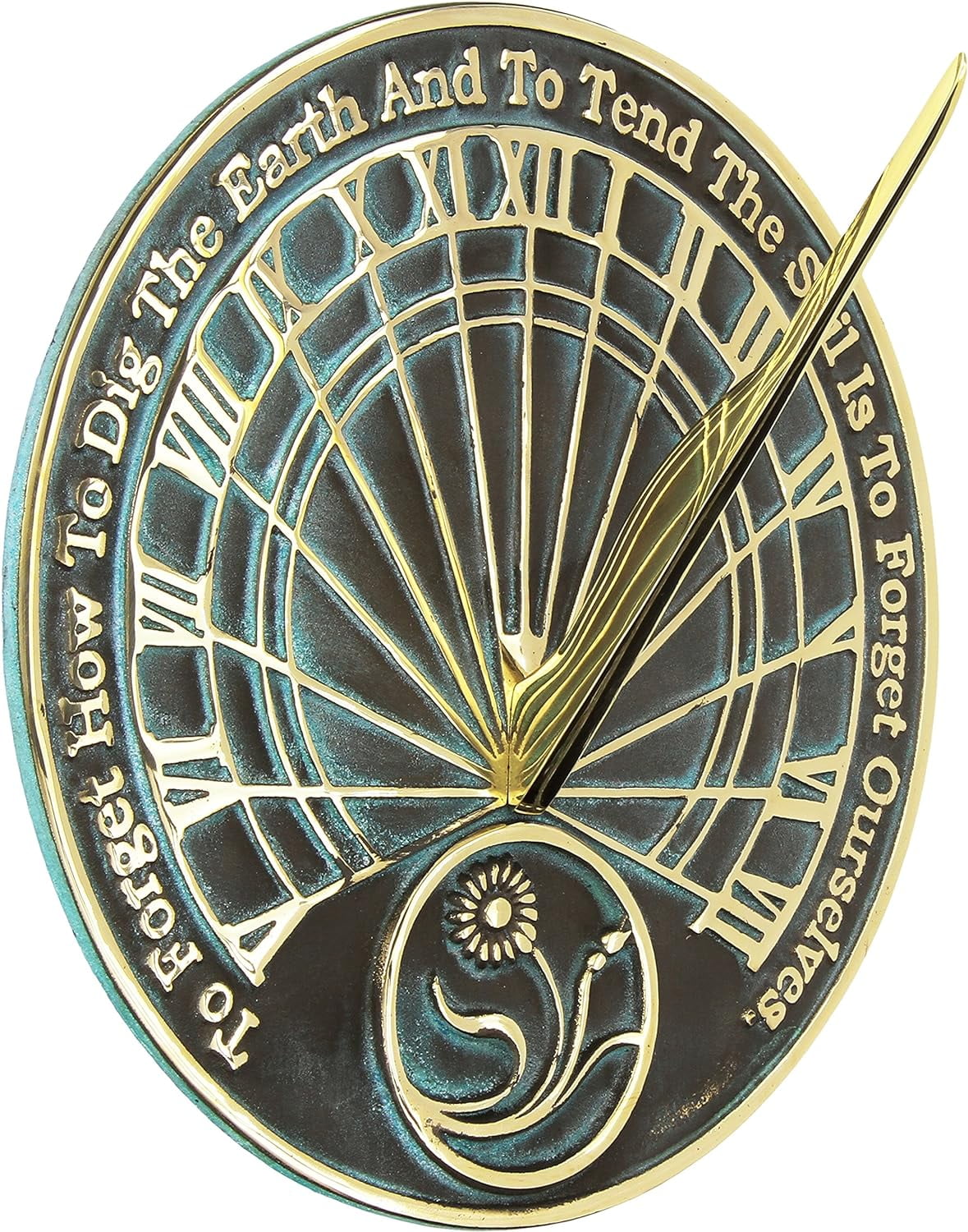 Gardeners Reflection Sundial, Solid Brass with Verdigris Highlights, 10 ...