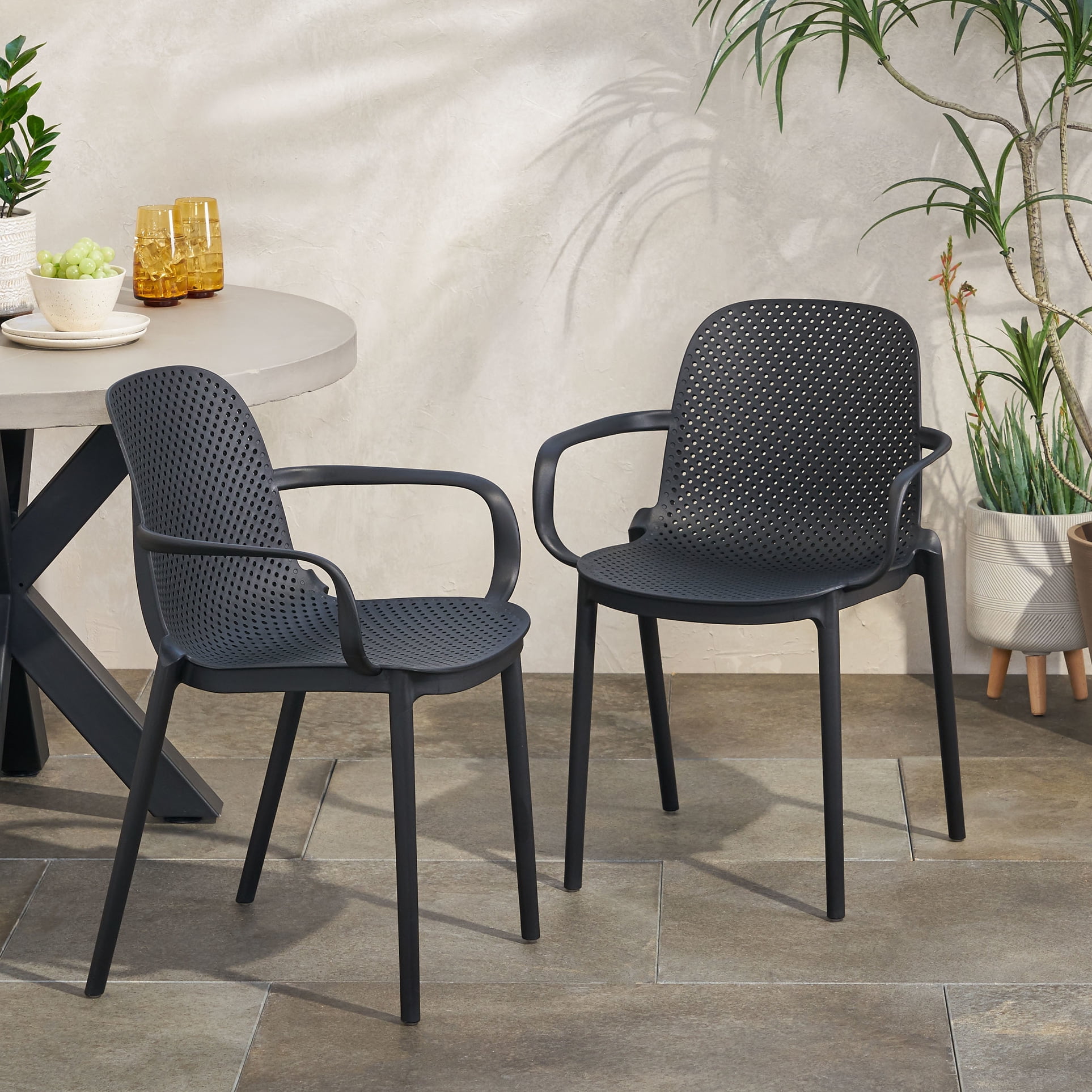 Gardenia Backyard Seating - Black Polypropylene, Stable Outdoor ...