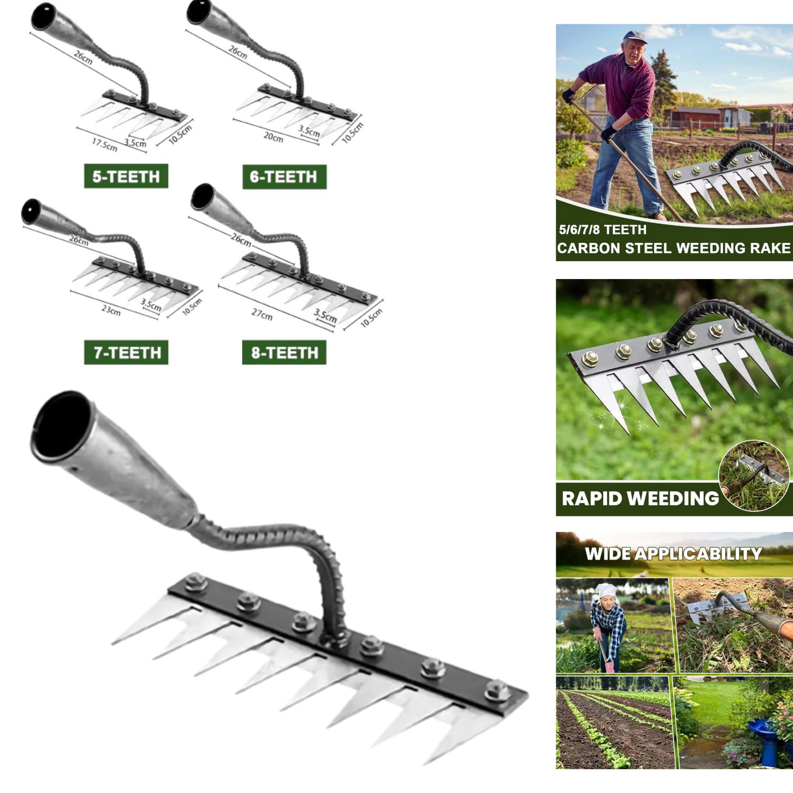 Gardenia Iron Weeding Rake 2.0, Carbon Steel Dethatching Rake, Gardenia ...
