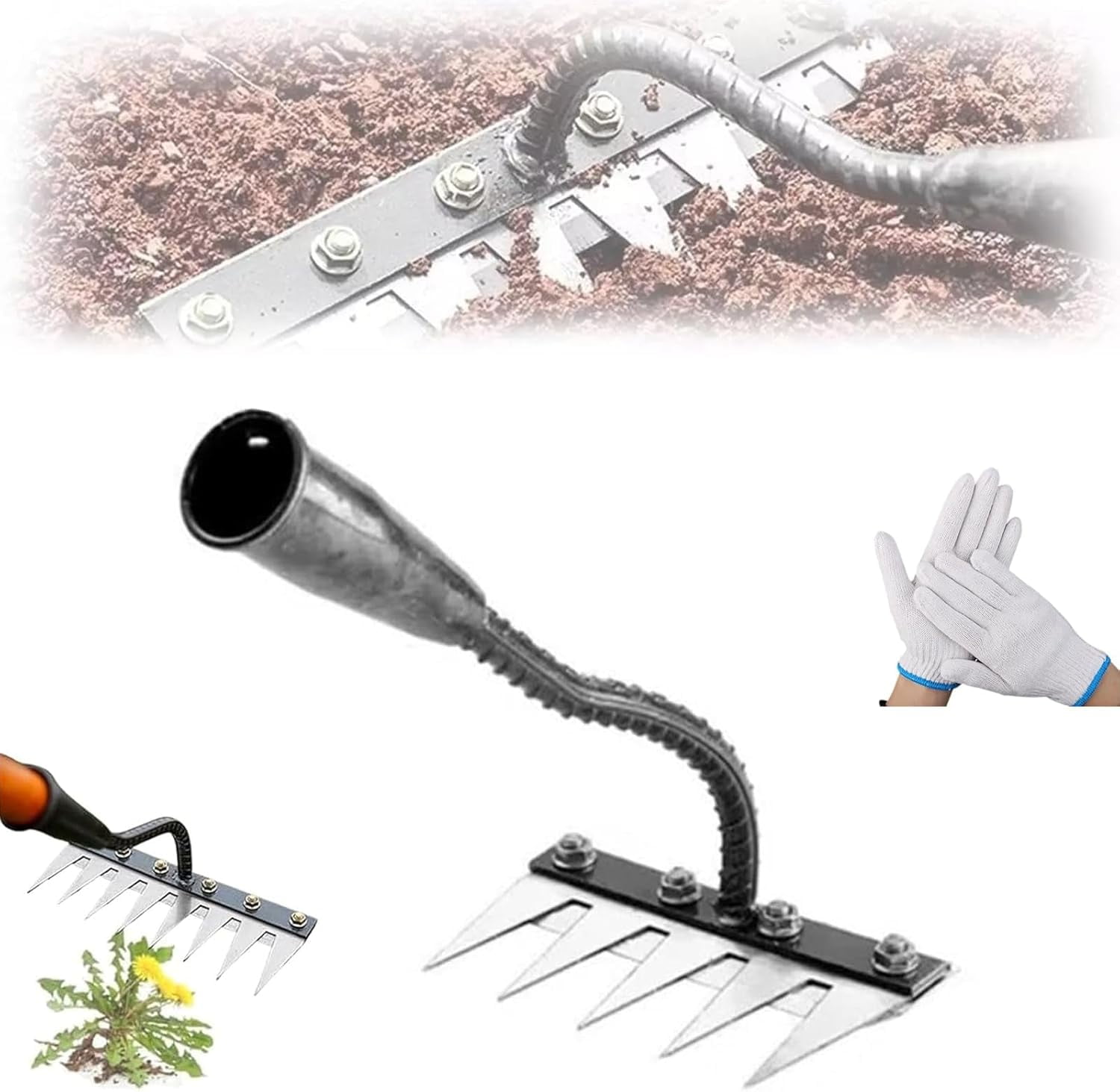 Gardenia Iron Weeding Rake, Iron Rake 2.0 for Gardening and Weeding, 5 ...