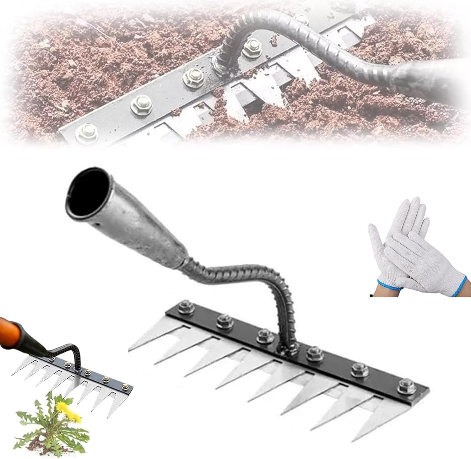 Gardenia Iron Weeding Rake, Iron Rake 2.0 for Gardening and Weeding, 5 ...