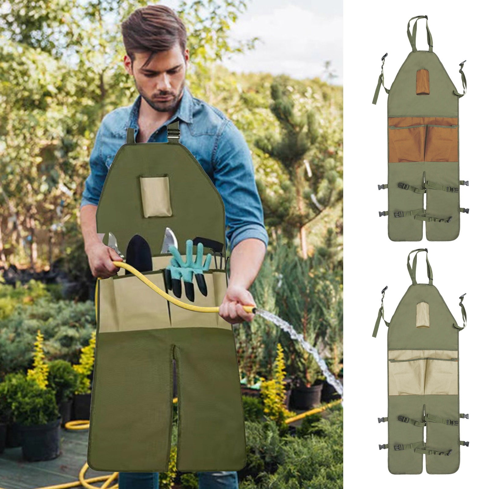 Gardening Apron with Multiple Pockets, Adjustable Legs Apron, Long ...