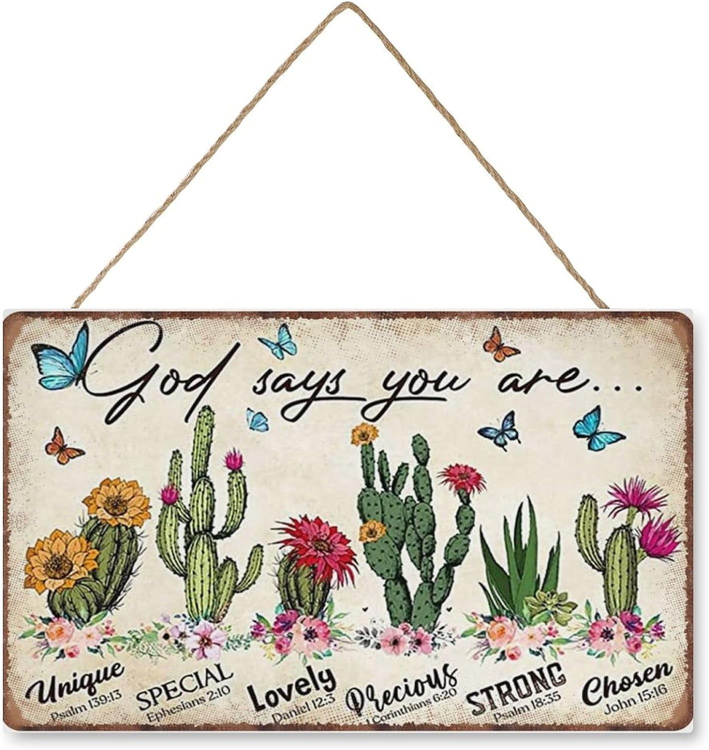 Gardening Butterfly Cacti Cactus decor Wall Art God Says You are Unique ...