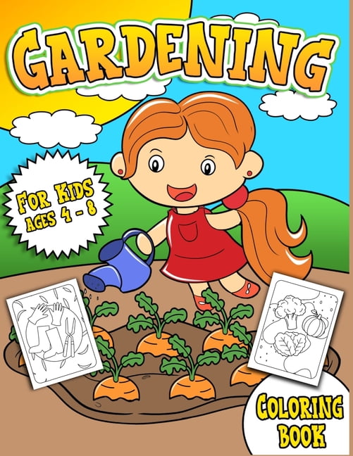 Gardening Coloring Book for Kids: Fruit & Vegetable Garden Themed ...