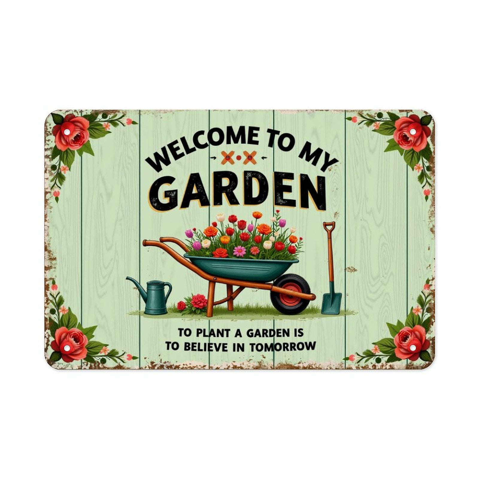 Gardening Gifts Vintage Gardening Signs Welcome to My Garden Metal Tin ...