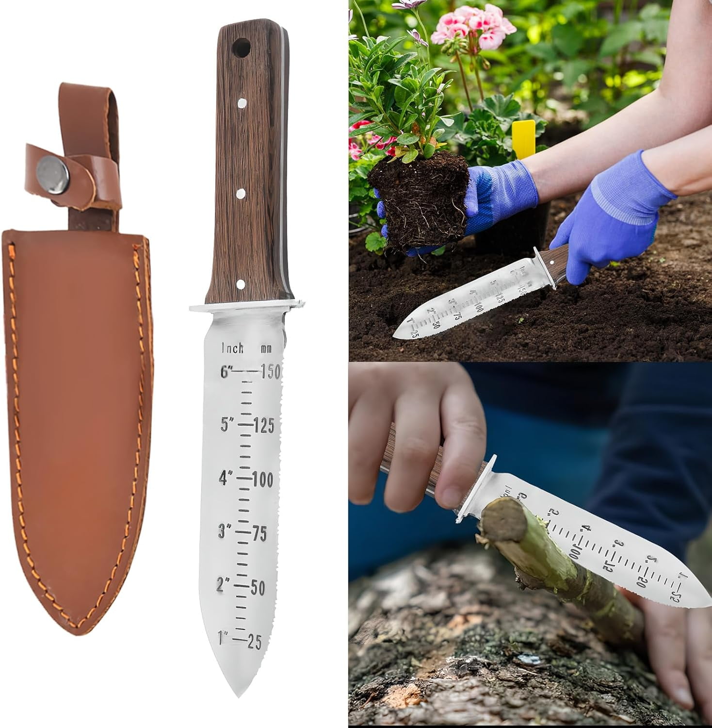 Gardening Knife,Stainless Steel Trowel Garden Tool,Heavy-Duty Serrated ...